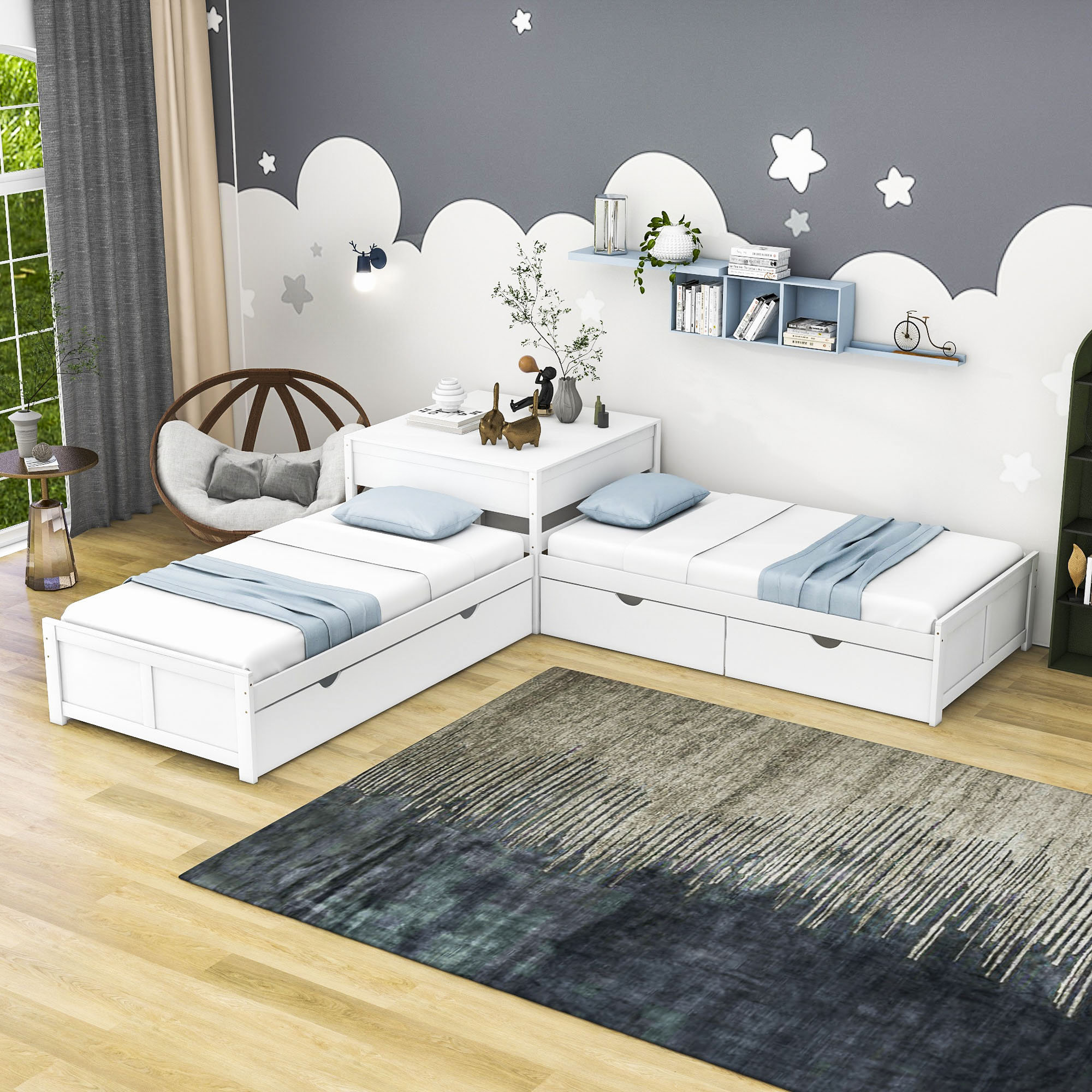 Red Barrel Studio® Kids Twin Bed with Trundle with Drawers & Reviews ...