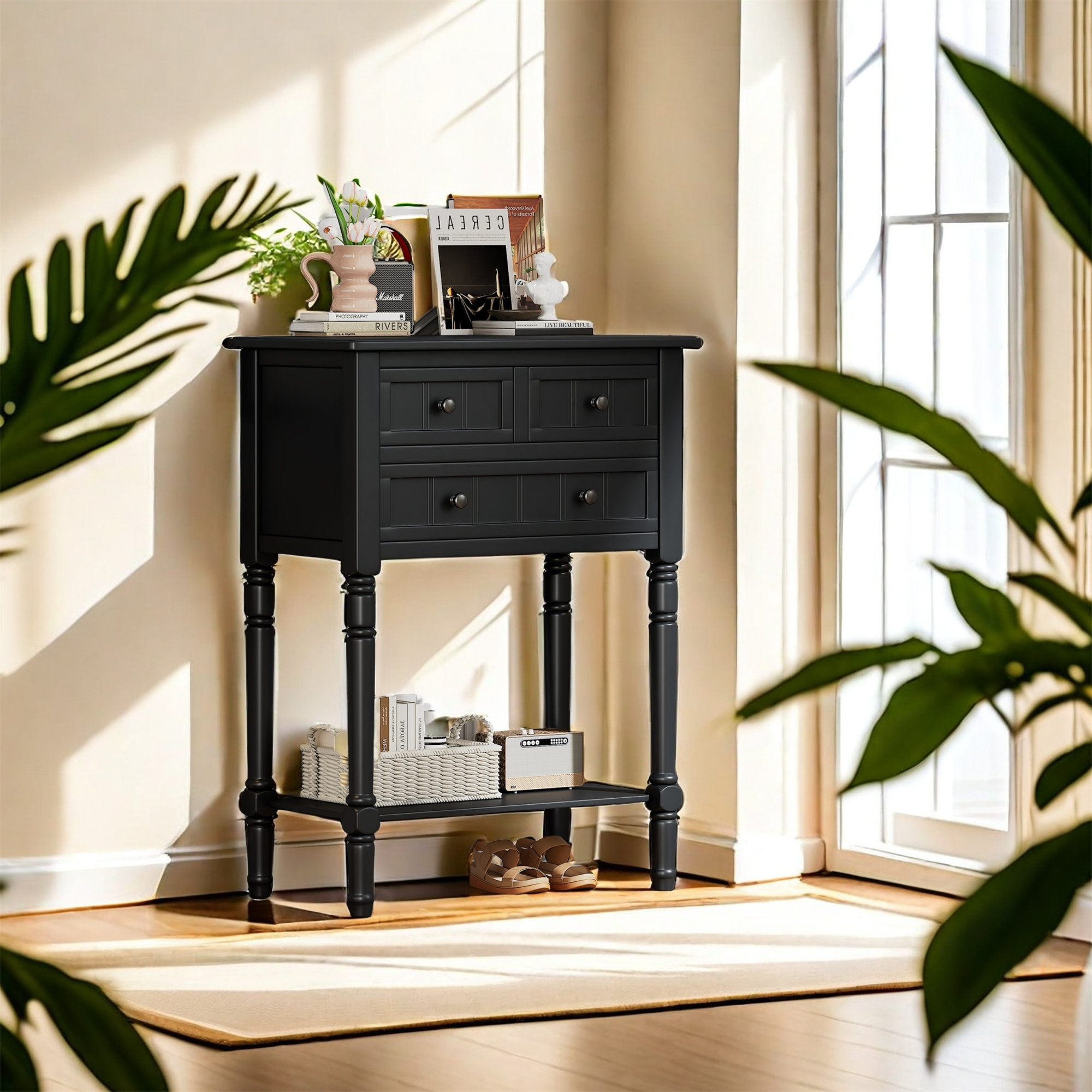 Alcott Hill Exquisite Console Table With Three Storage Drawers And ...