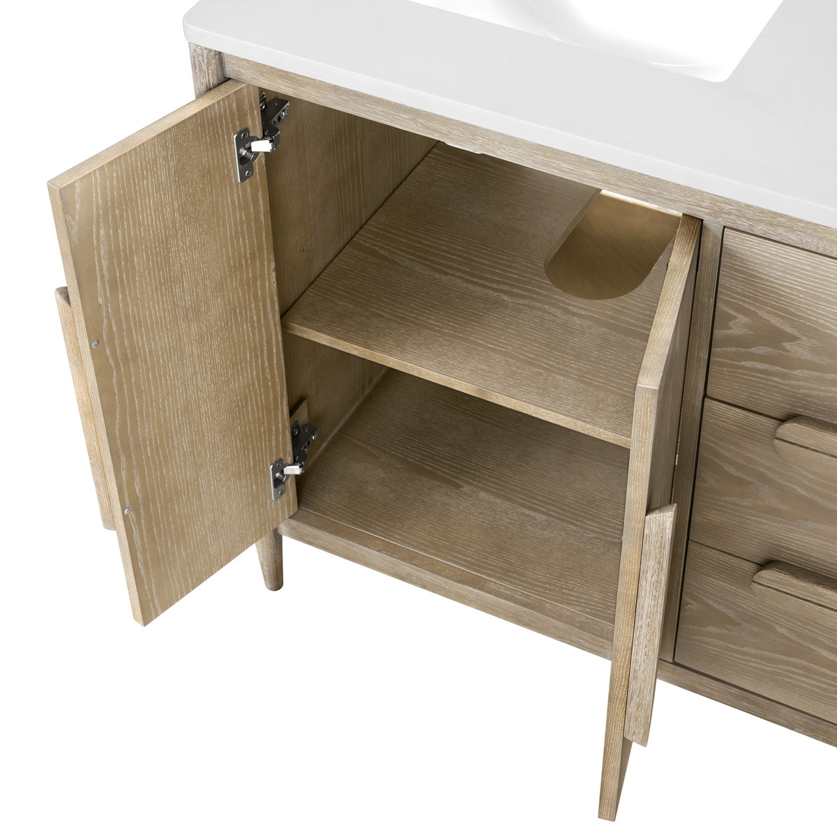 Highbury Furnishings 60" Double Bathroom Vanity In Whitewashed Ash ...