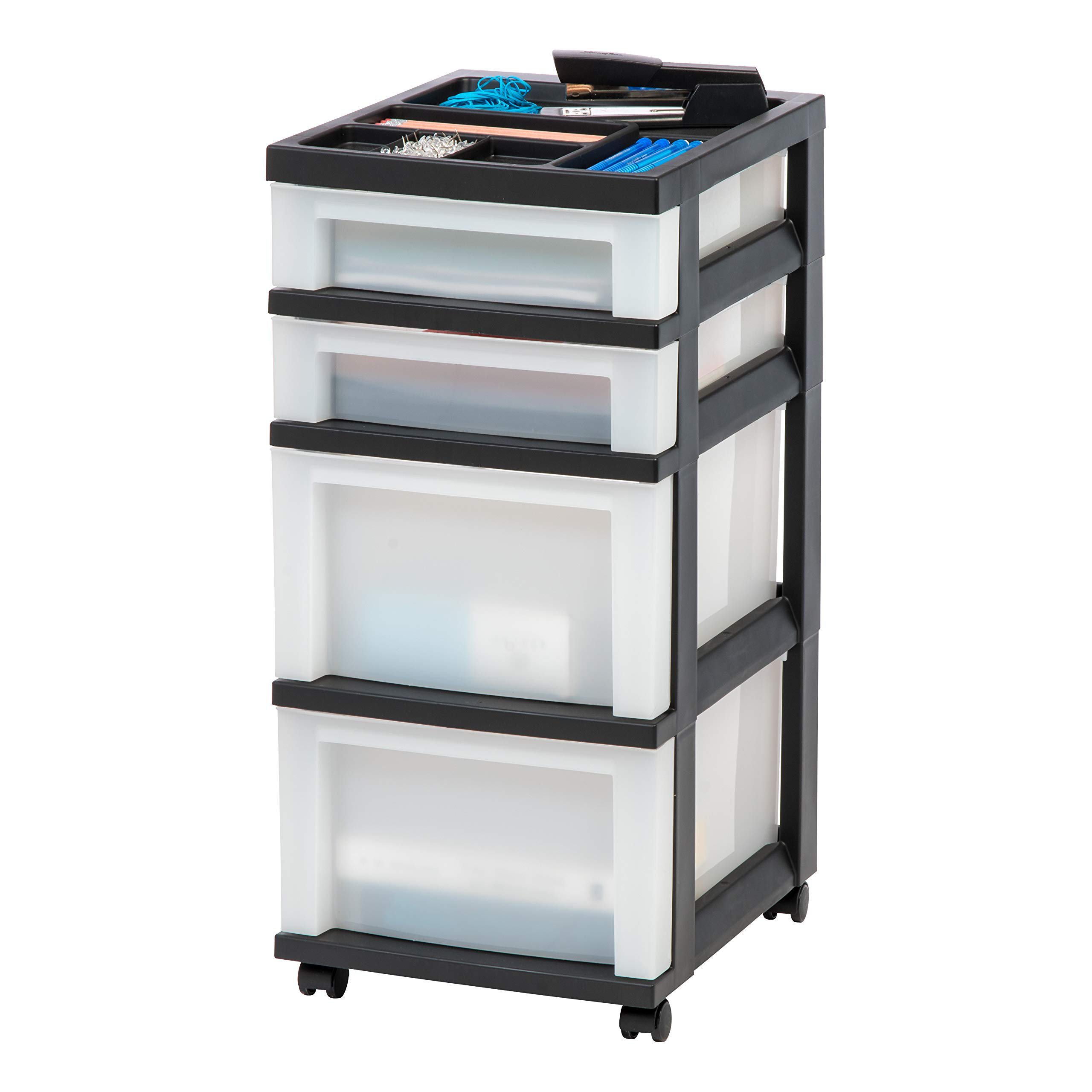 RIZENO Plastic Drawer Storage Organizer Rolling Cart, with Wheels ...