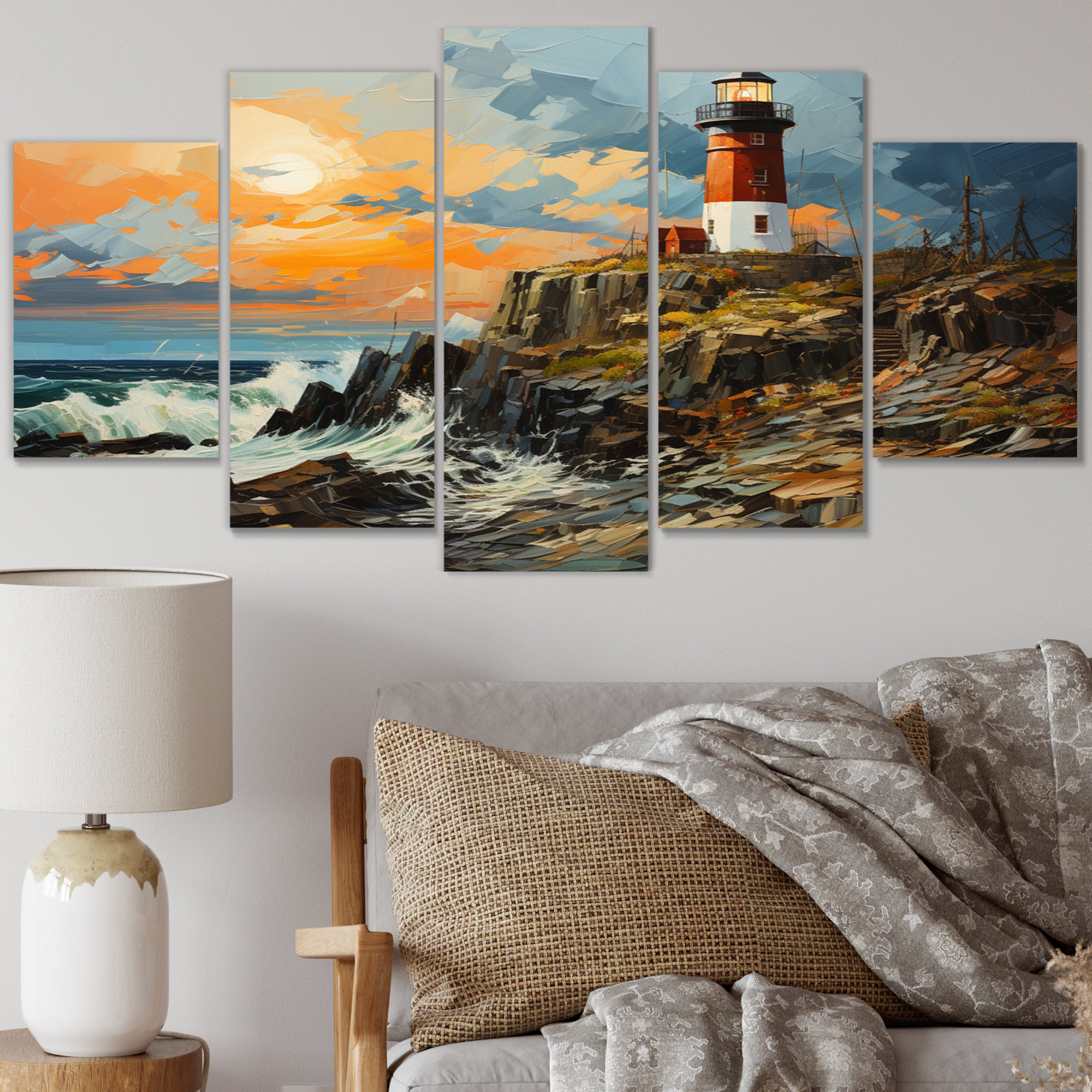 Breakwater Bay Dots Lighthouses Guiding III - Nautical & Beach Wall Art ...