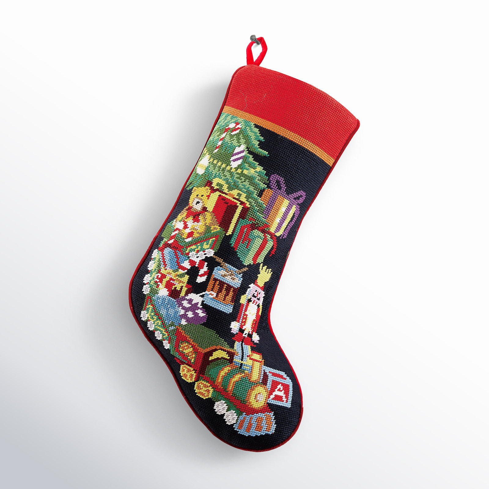Mistletoe and Co. Toy Train Embroidered Needlepoint Stocking & Reviews ...