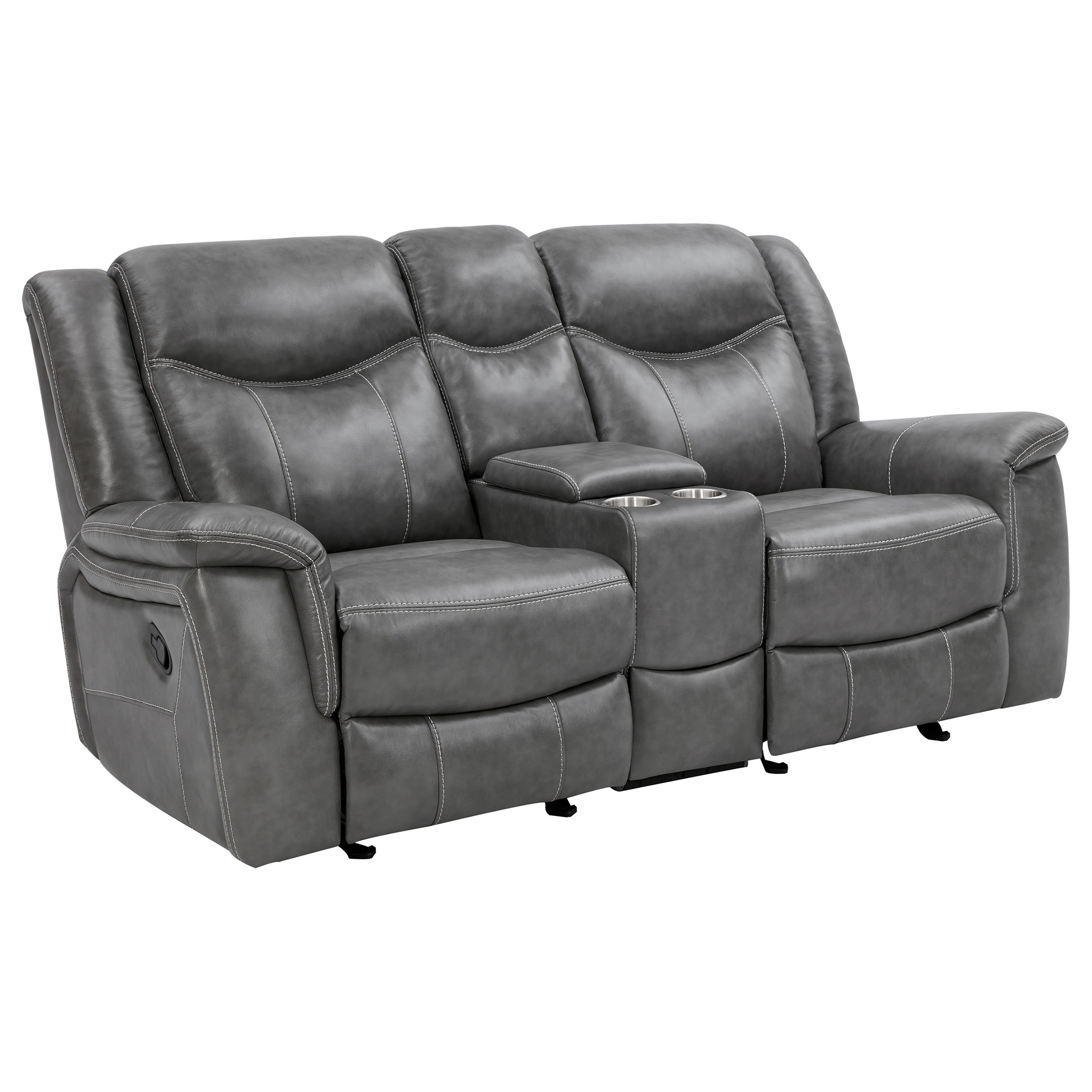 Latitude Run® Conrad Upholstered Padded Arm Glider Loveseat Grey | Wayfair
