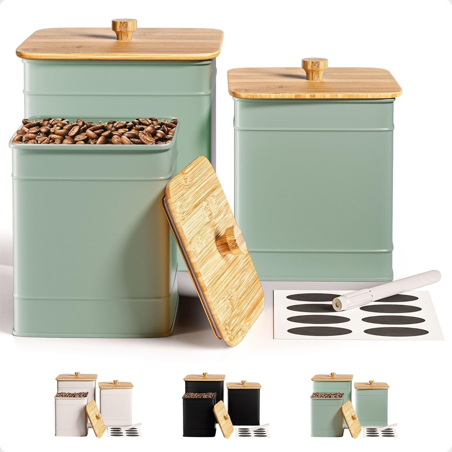 Latitude Run® Kitchen Canisters For Countertop Set Of 3 With ...