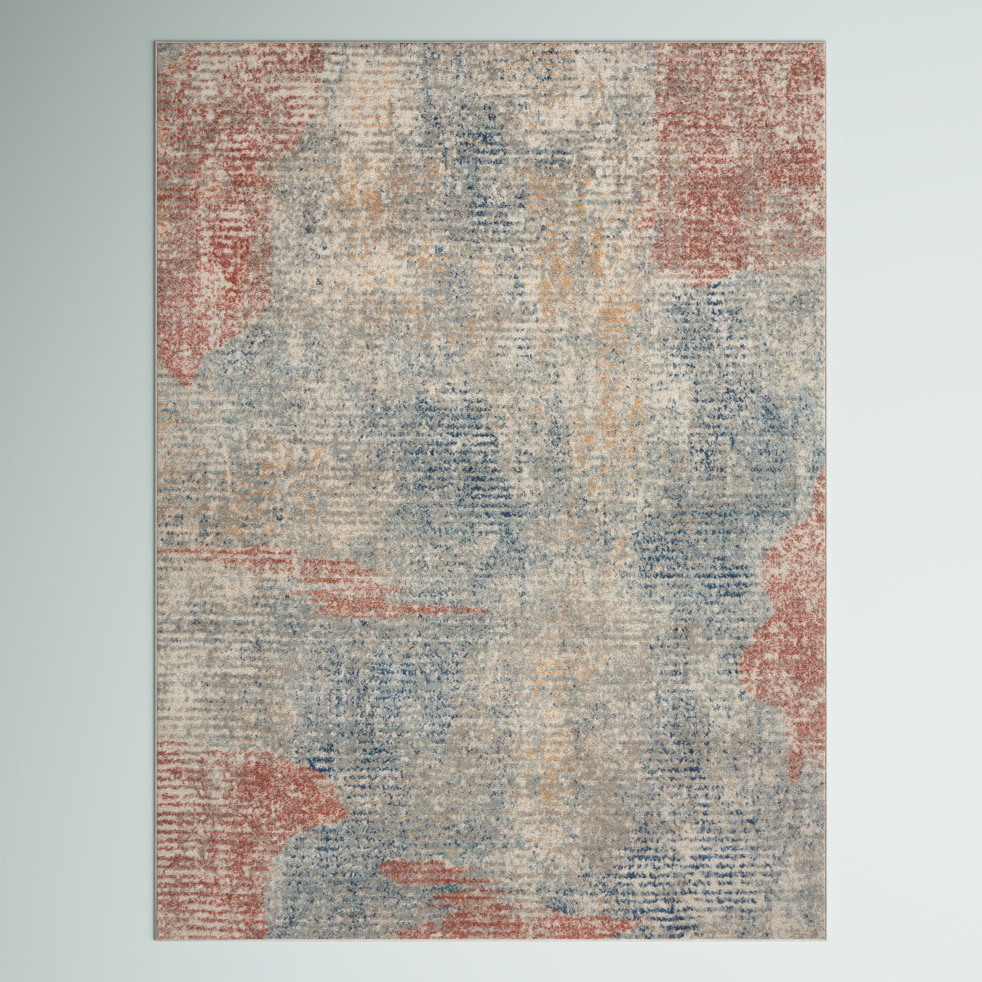 Steelside™ Aly Blue/Rust/Gray Area Rug & Reviews | Wayfair