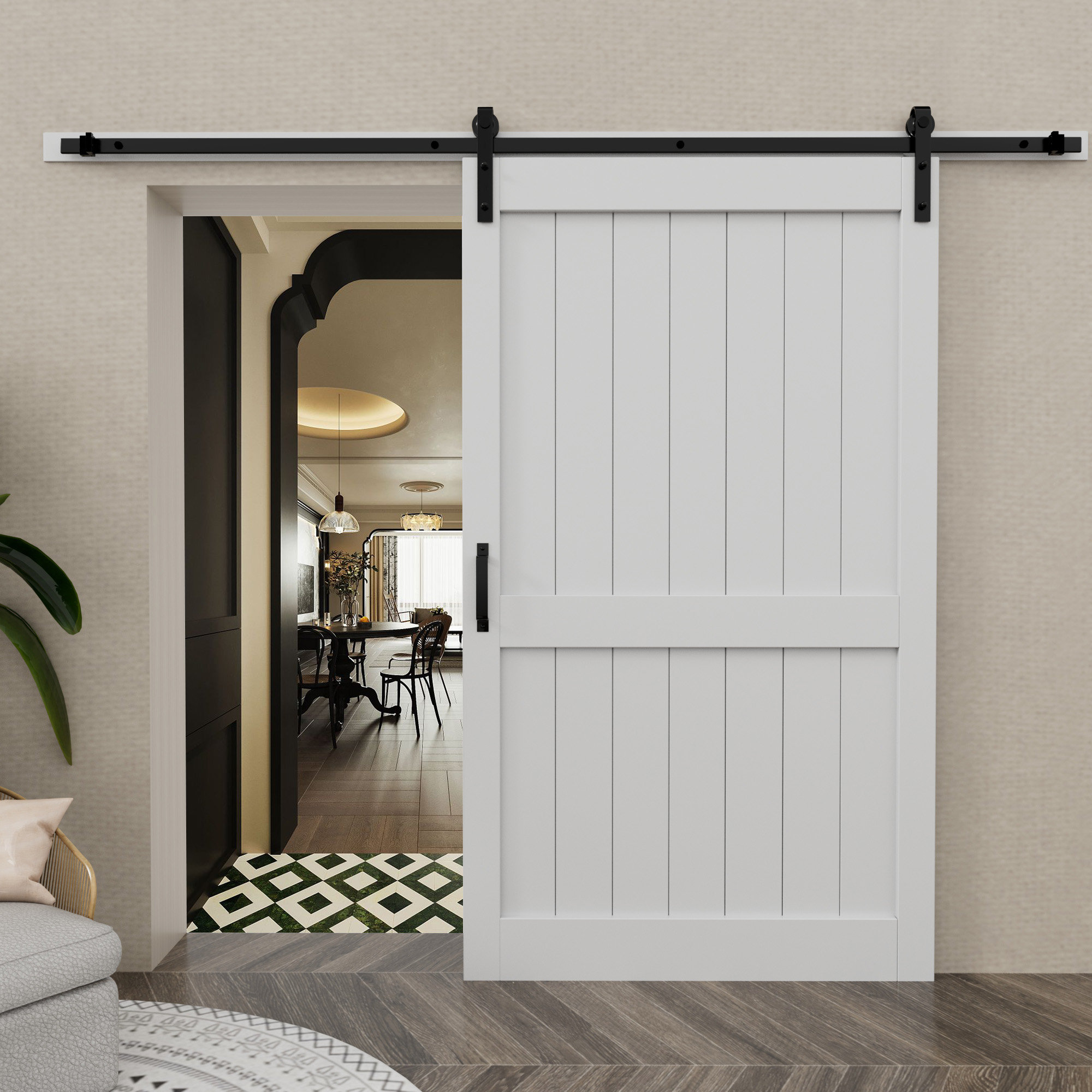 ARK DESIGN Panelled Painted Solid Manufactured Wood Barn Doors Primed ...