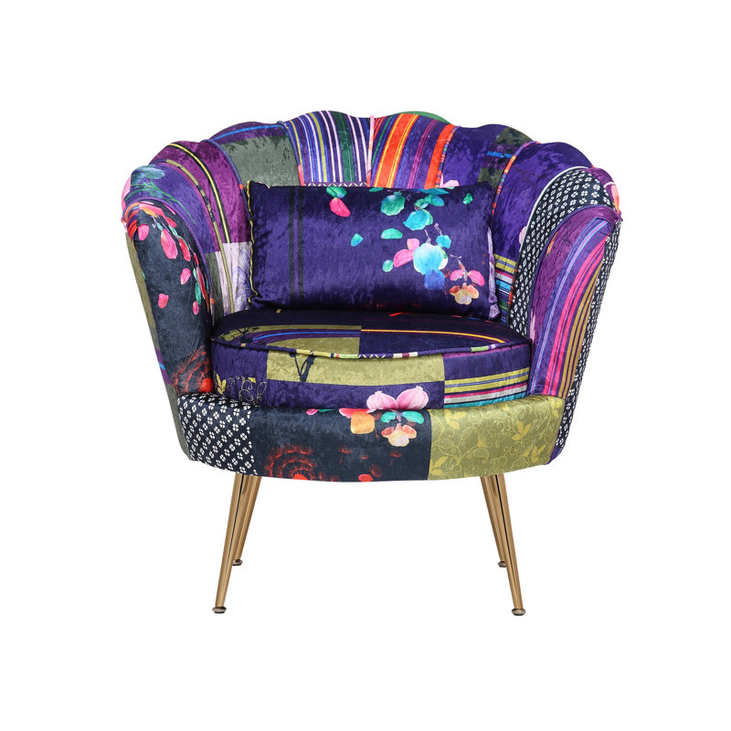 17 Stories Angelicamaria Scalloped Multicoloured Patchwork Tub Chair ...