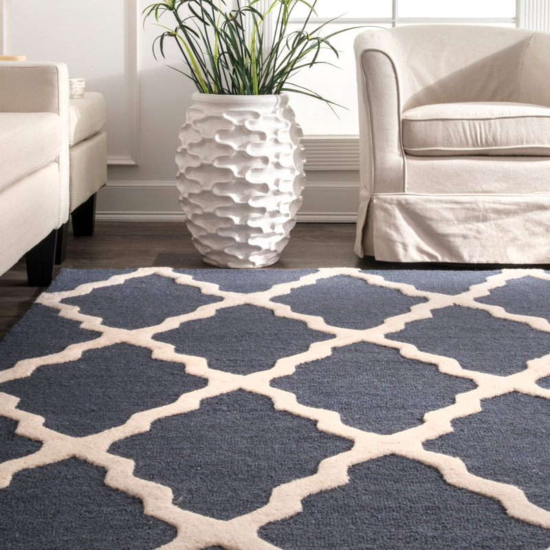 Winston Porter Thuan Handmade Wool Blue Grey Rug & Reviews | Wayfair