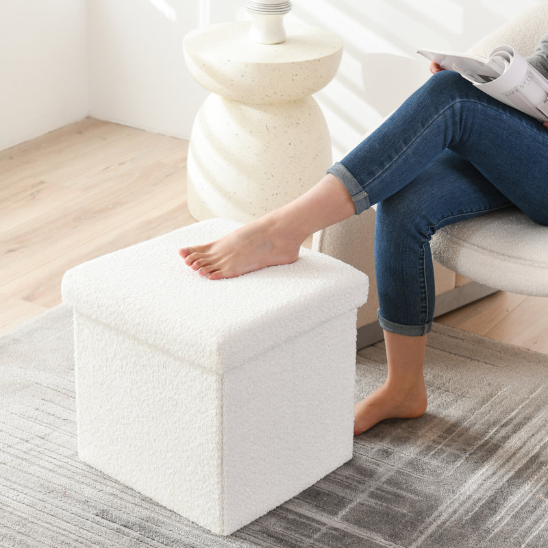 Ebern Designs Torkelson Upholstered Foldable Pouf Storage Ottoman | Wayfair