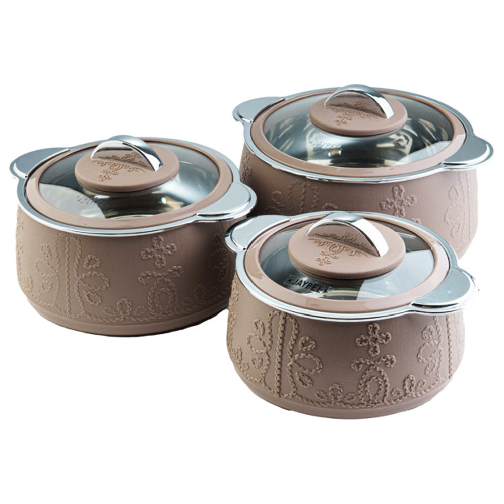 Jaypee 3 Piece Hot Pot Food Warmer Serving Casserole Dish - (1000+1500 ...