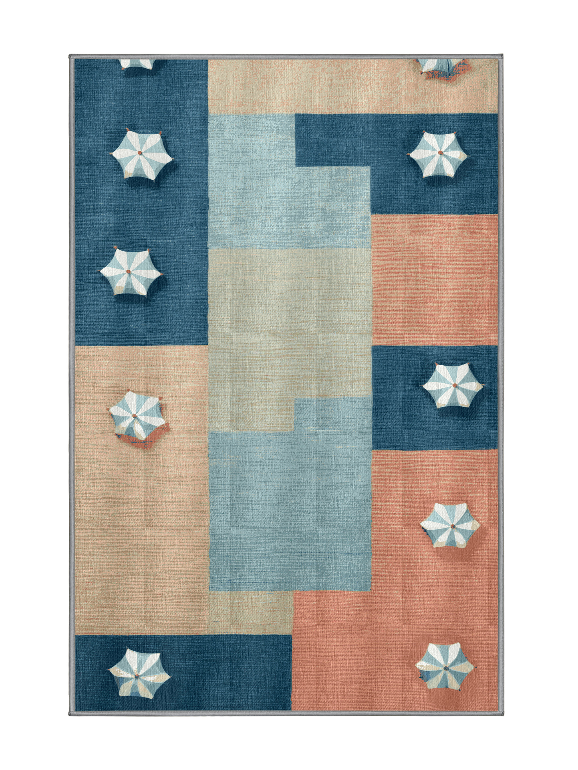 Rosecliff Heights Washable Beach Block Deluxe Coastal Area Rug | Wayfair
