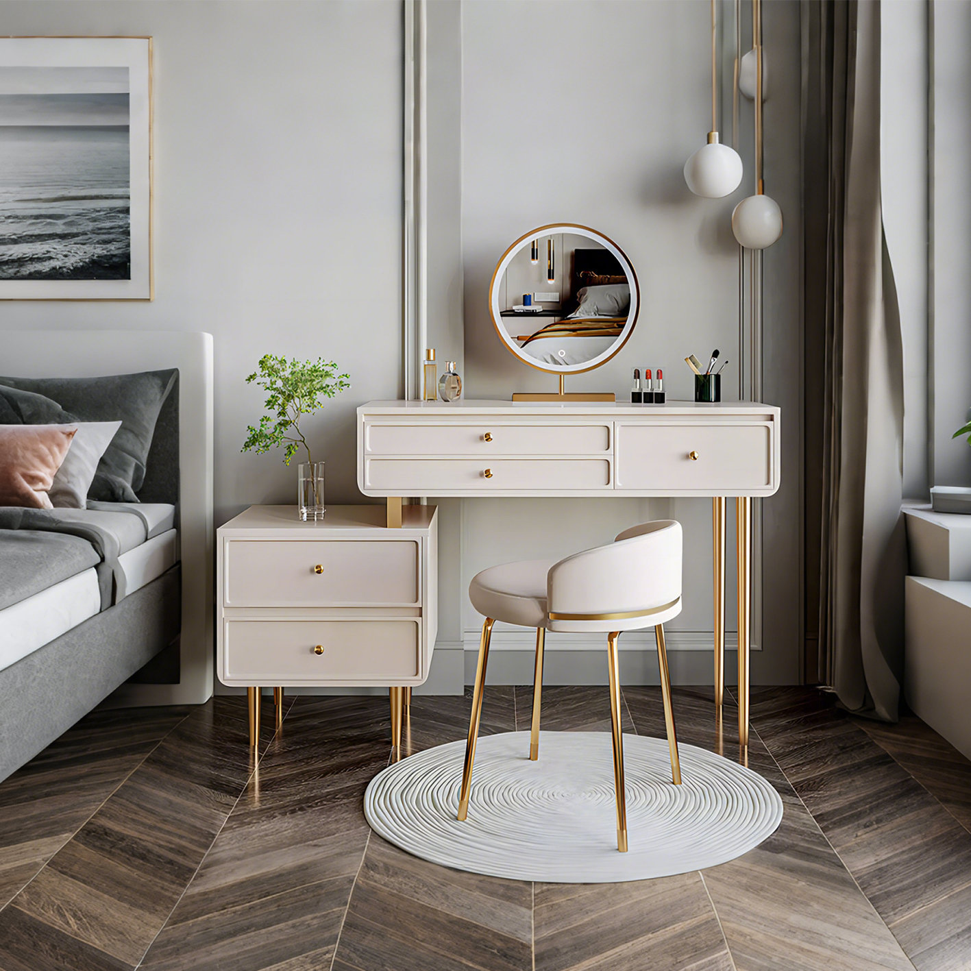 Everly Quinn Cream Vanity and Dresser Combination - Wayfair Canada