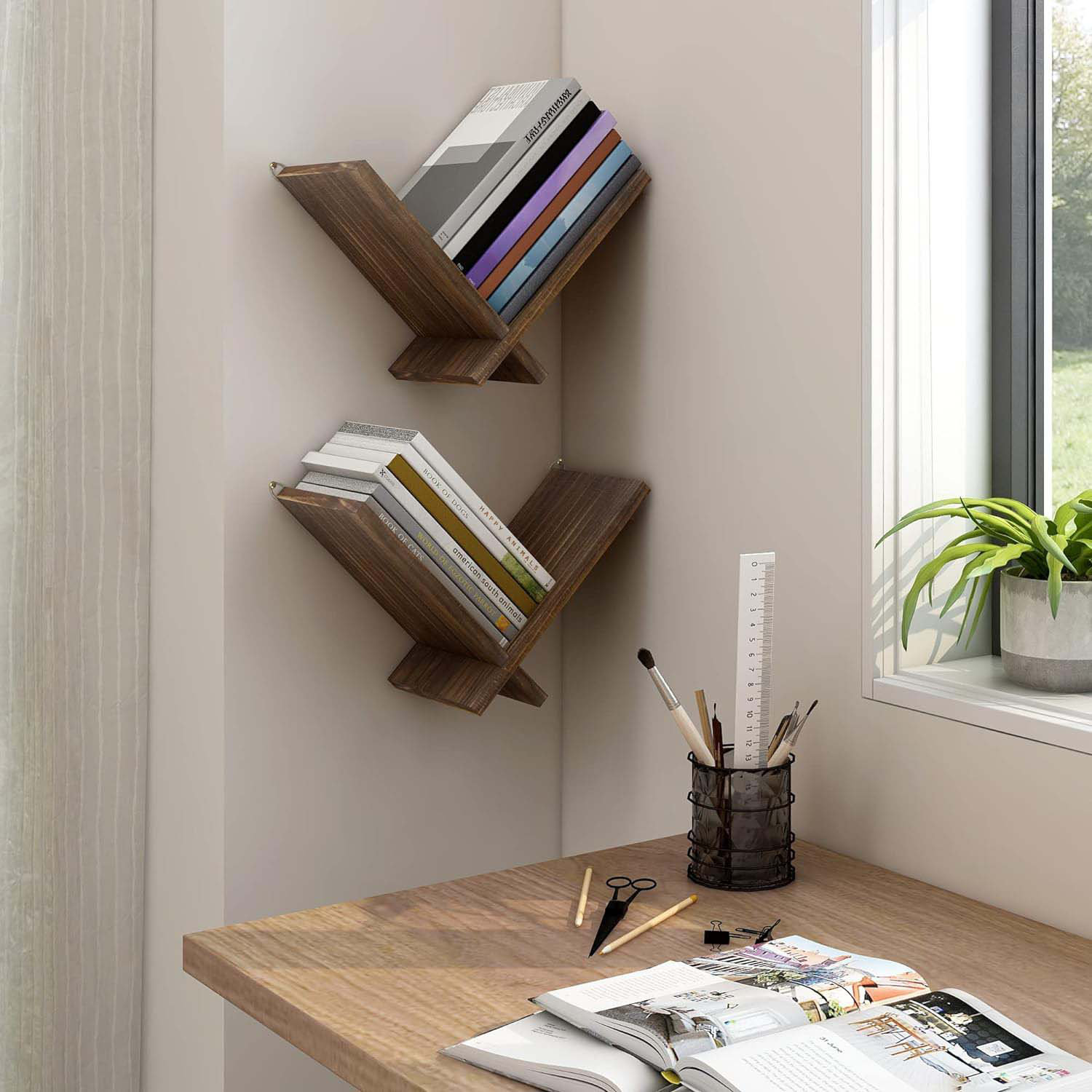 George Oliver Floating Shelves For Wall, Funky Wall Mount Bookshelves ...