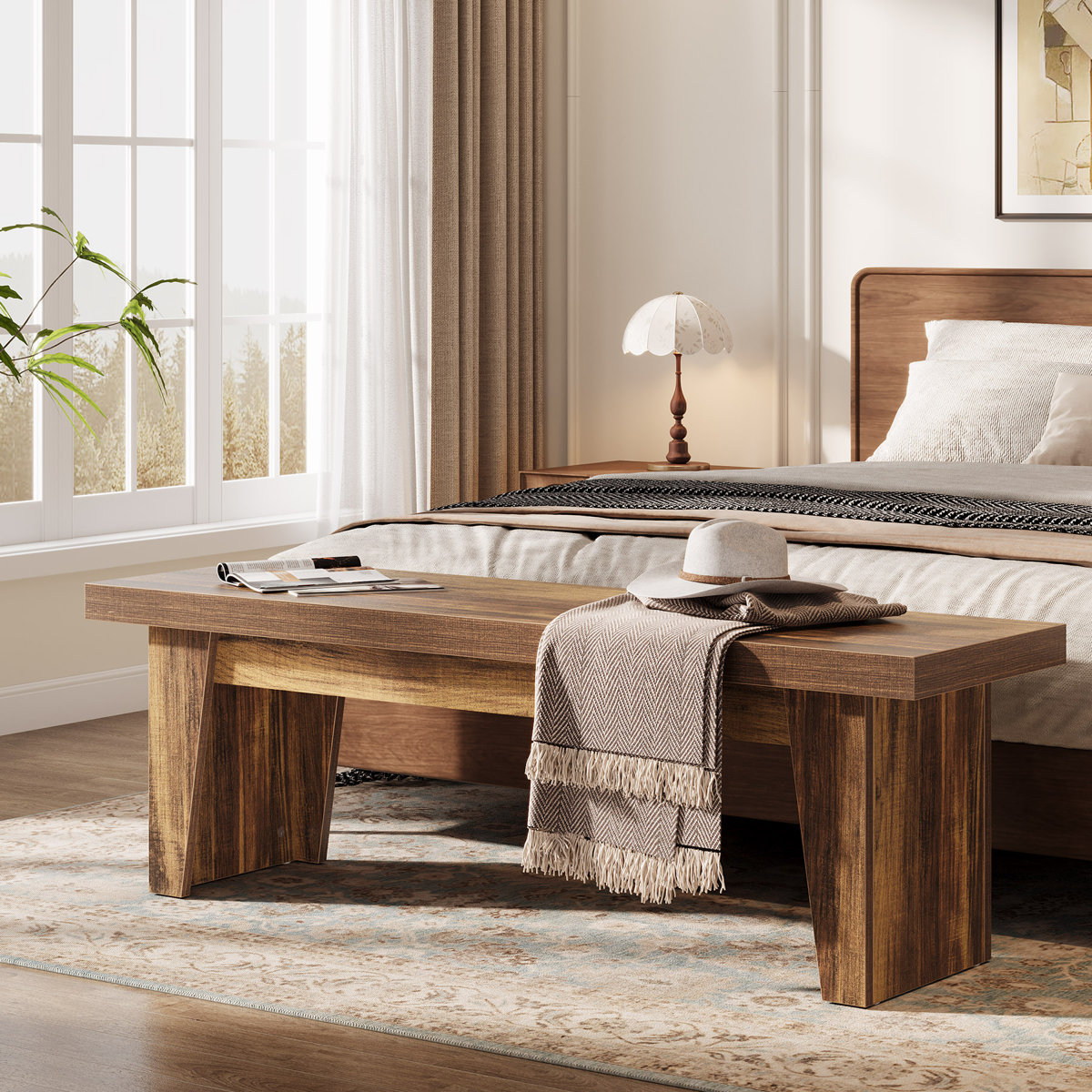 Millwood Pines 63'' Farmhouse End of Bed Bench For Bedroom | Wayfair