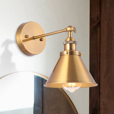 Wrought Studio Rhem 1 - Light Brass Armed Sconce & Reviews | Wayfair