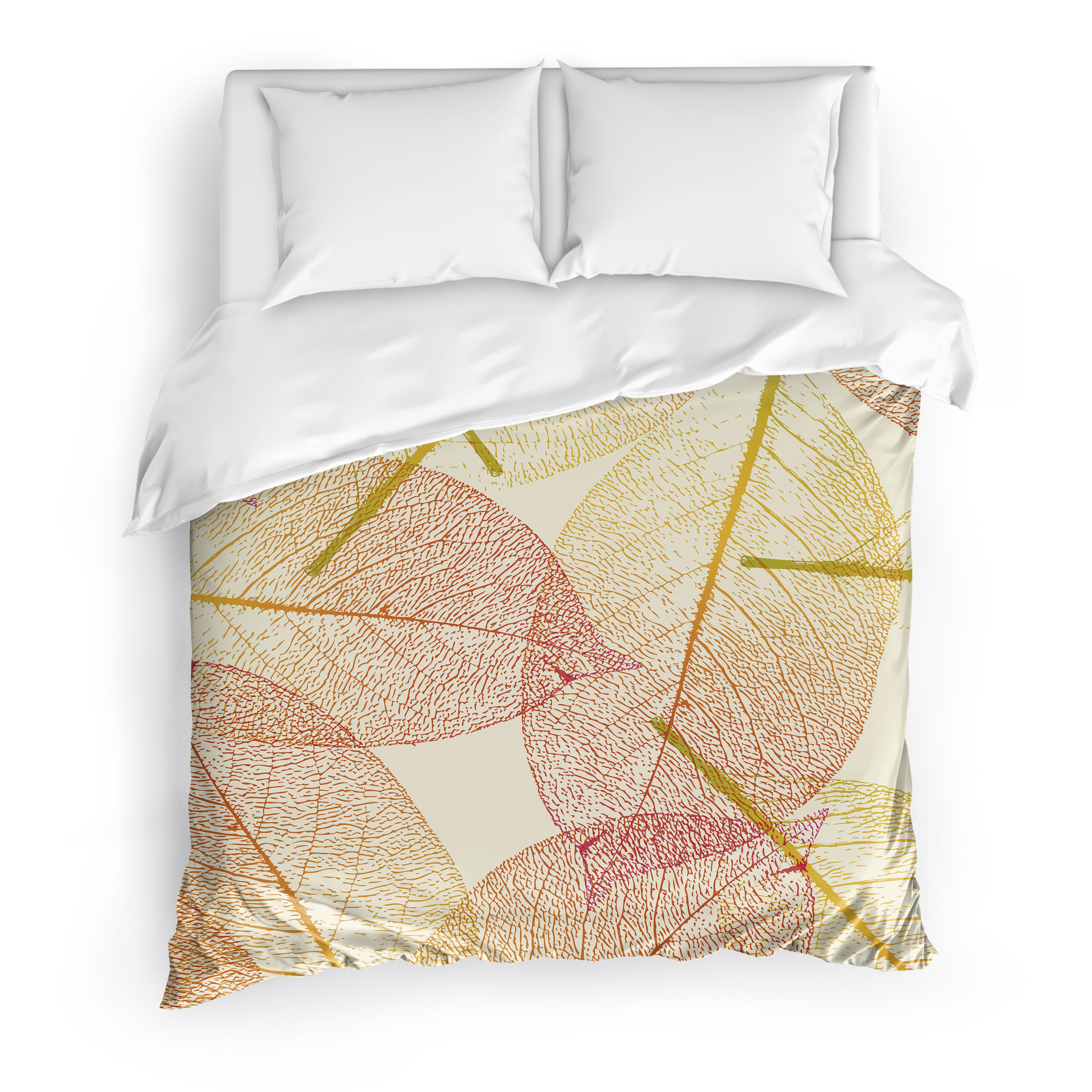 HeartBeat Studios Autumn Leaves White/Yellow/Red Microfiber Duvet Cover ...