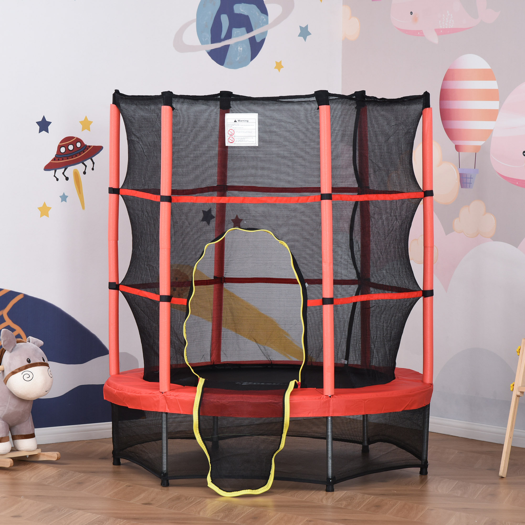 Outsunny 4.58' Round Indoor Kid / Toddler Trampoline with Handlebar ...