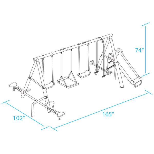 XDP Recreation Crestview Outdoor Swing Set w/ Slide, Glider, 3 Swings ...