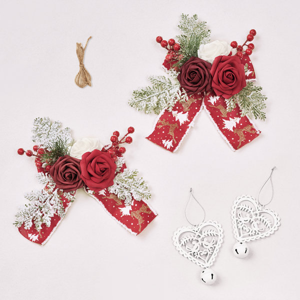 The Holiday Aisle® Faux Flower Snowy Swag | Wayfair