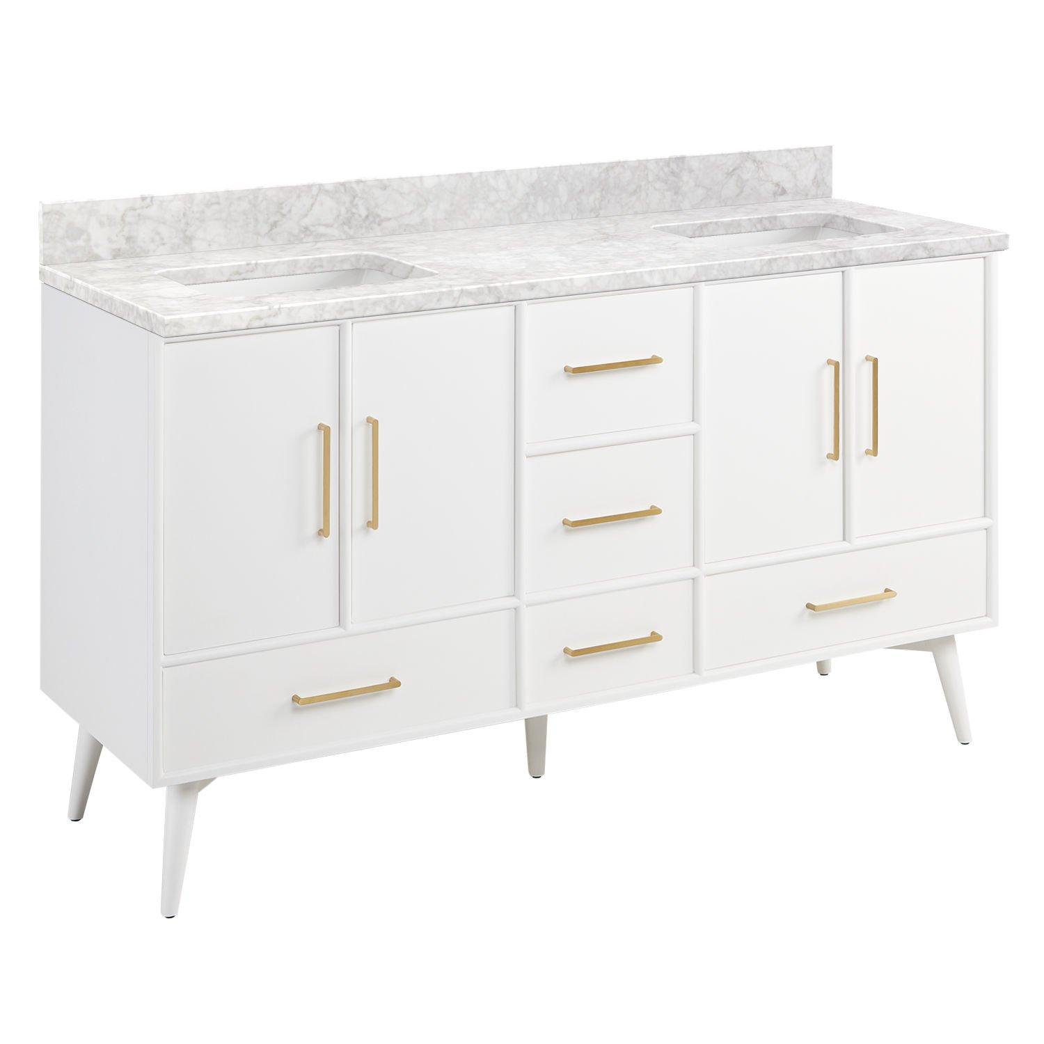 Signature Hardware 60" Novak Double Bathroom Vanity Set with ...