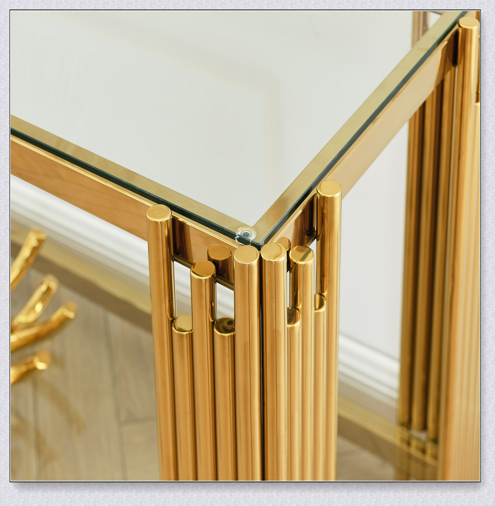 Wildon Home® Modern Glass Console Table, Sofa Table with Sturdy Metal ...