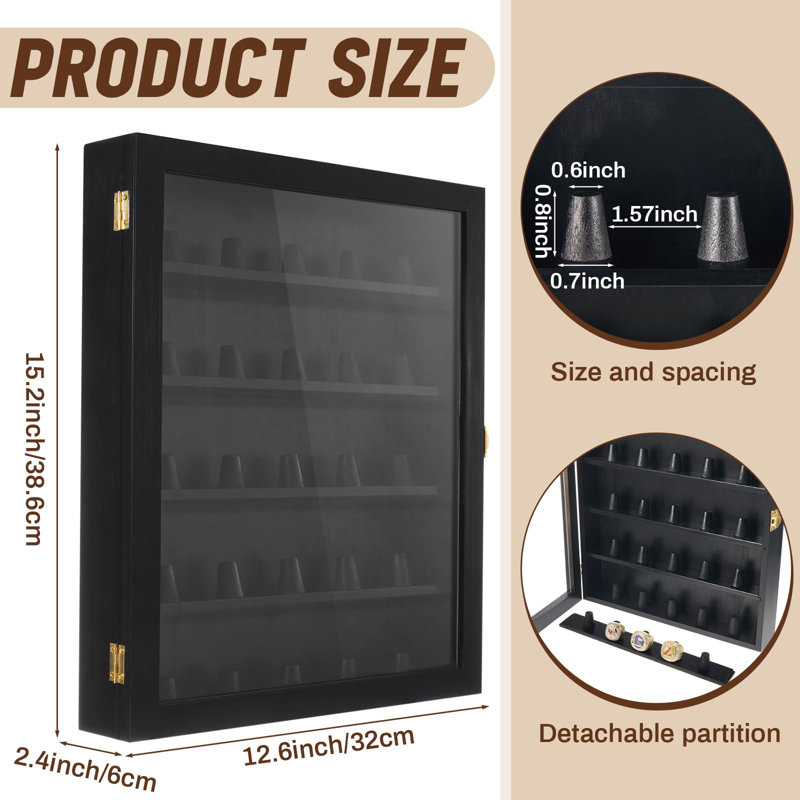 HIRVOK 25-Ring Championship Display Case | Wayfair