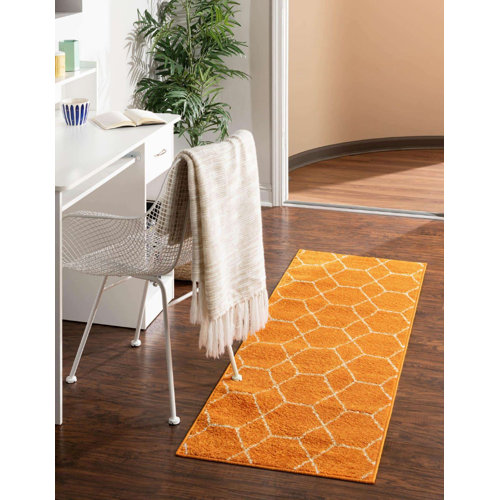 Wrought Studio Mariam Geometric Orange Area Rug & Reviews | Wayfair
