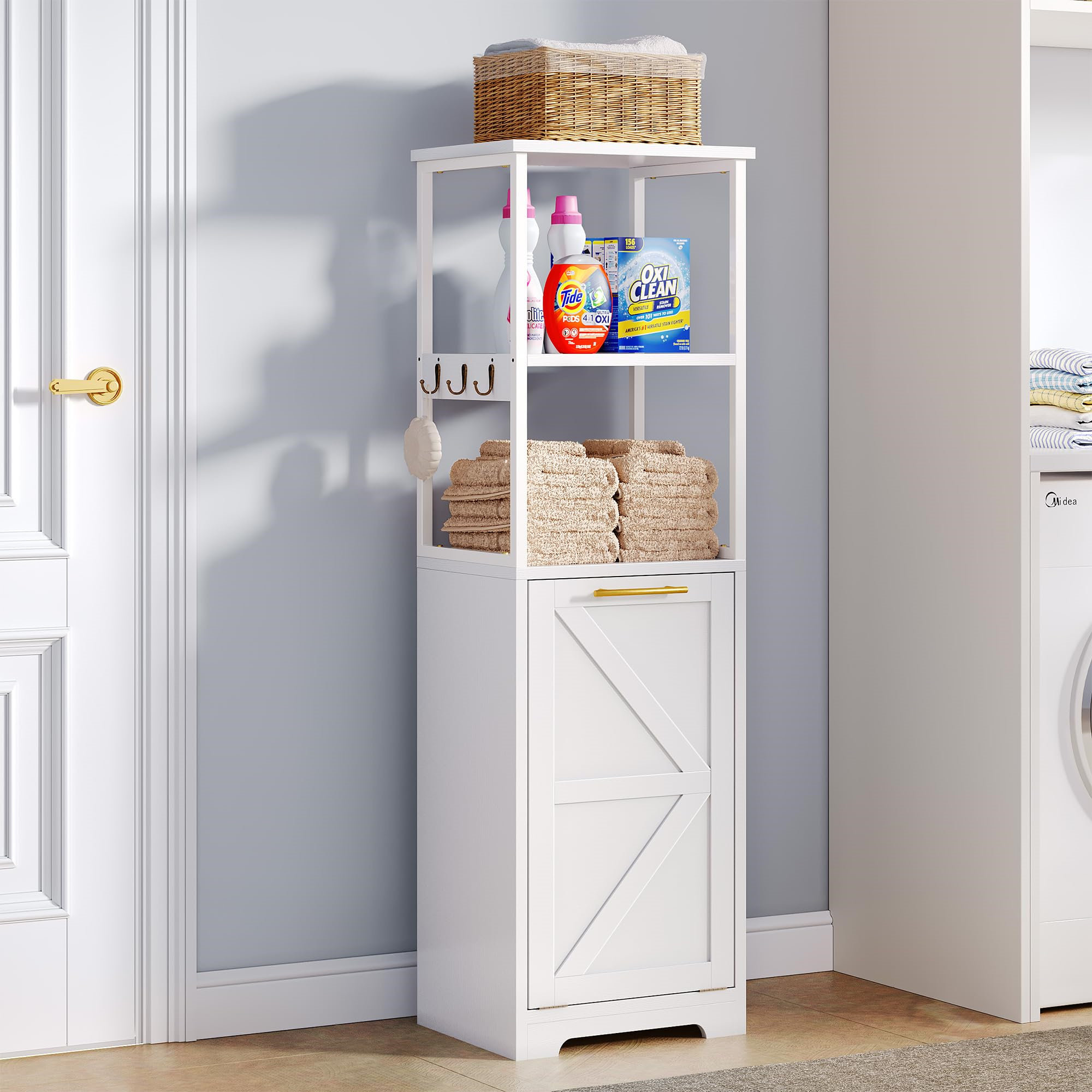 Elaine Mercure Tilt Out Laundry Hamper, Hidden Laundry Hamper Cabinet ...