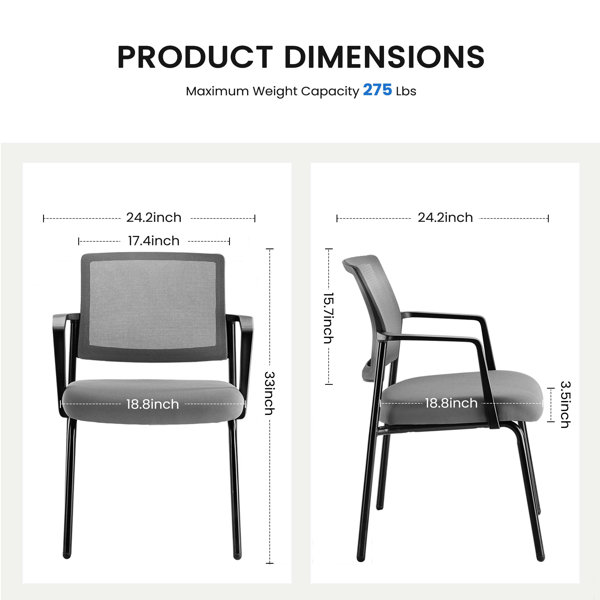 Smugdesk.com 4 Pack Mesh Back Stacking Arm Chairs, Guest Reception ...