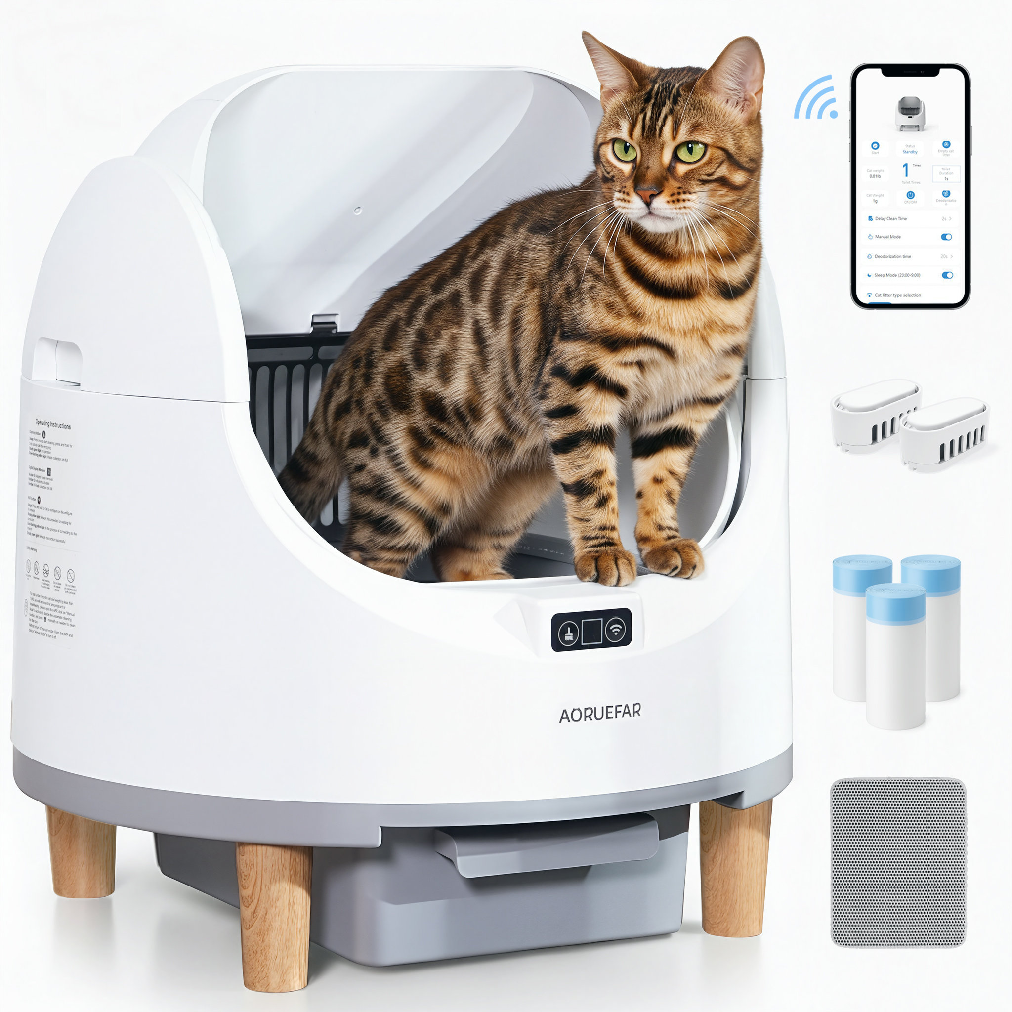 Tucker Murphy Pet™ Smart Cat Litter Box with App Control – Odor-Proof ...