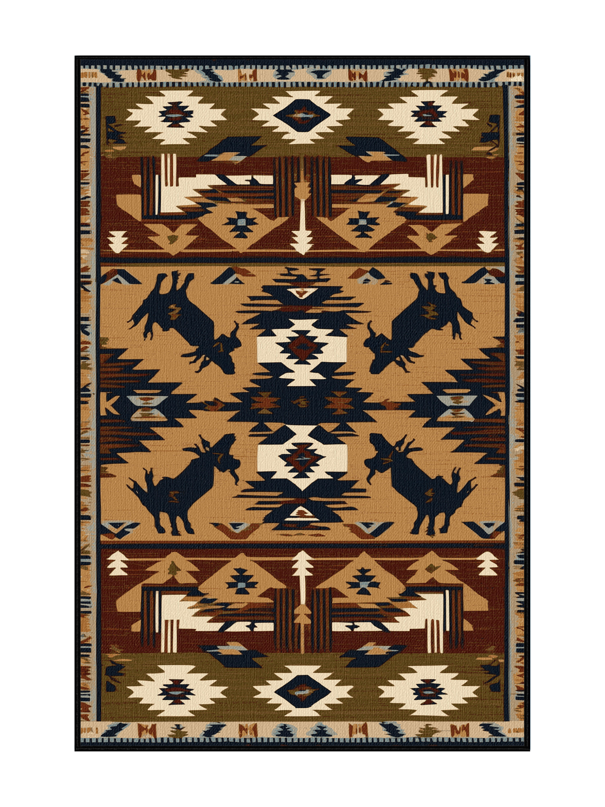 Foundry Select Washable Bull Rider Southwestern Area Rug | Wayfair