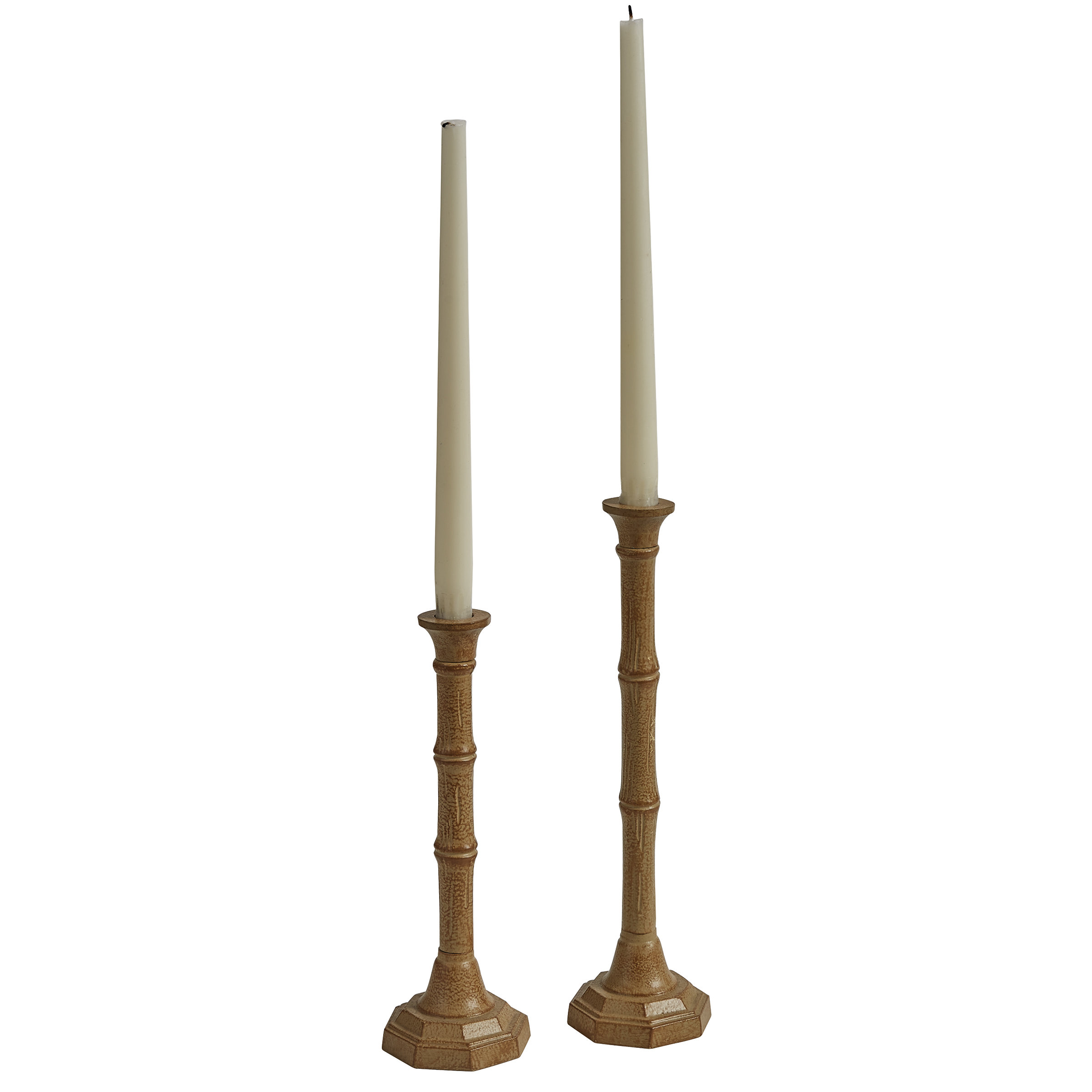 Alcott Hill® Bamboo Cast Metal Taper Holders - Set of 2 | Wayfair
