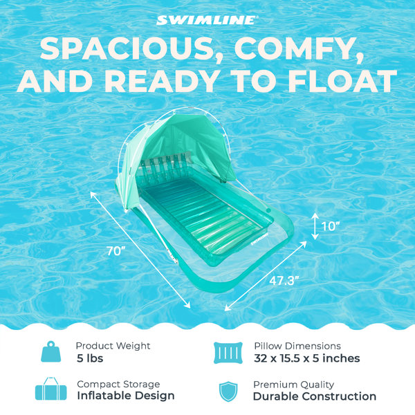 Swimline Original Inflatable Suntan Tub Lounge Float with Adjustable ...