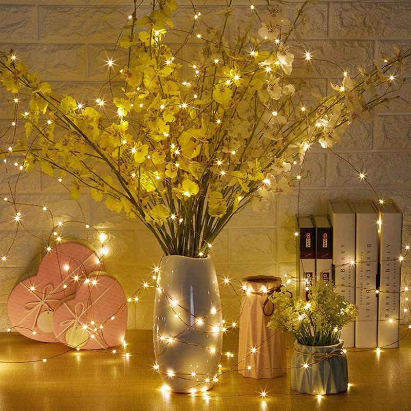 The Holiday Aisle® Leanora 33' Outdoor LED Battery Powered Fairy String ...