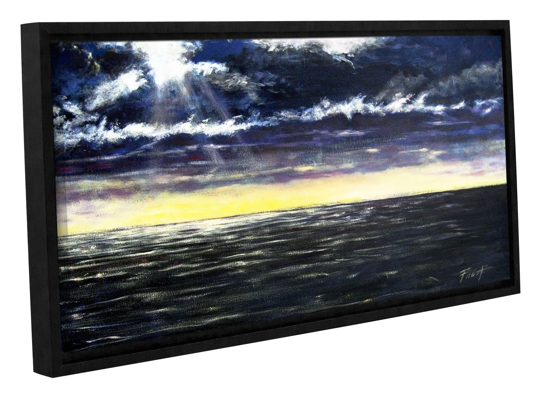 Breakwater Bay Ravage Sea Framed Painting Print on Wrapped Canvas | Wayfair
