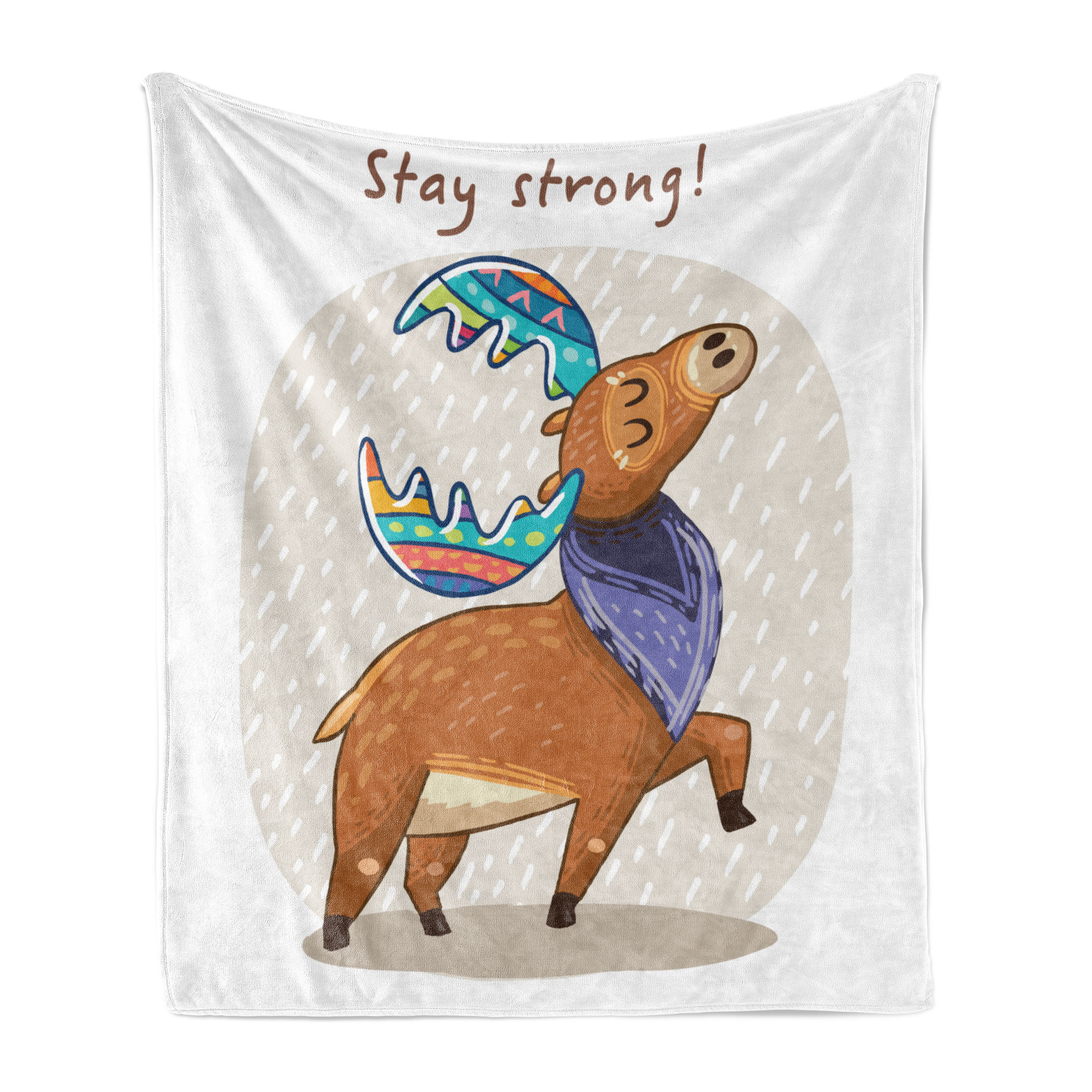 Ambesonne Moose Fleece Throw Blanket Colorful Fun Boho Deer | Wayfair