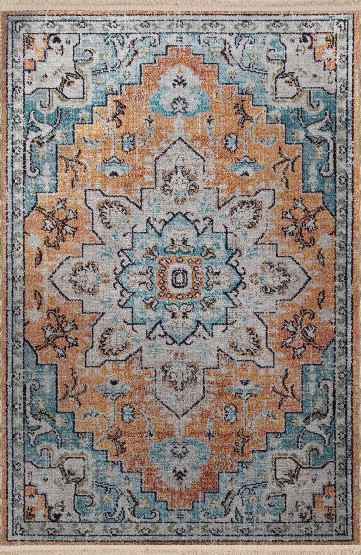 Bungalow Rose Blue-Orange Themed Traditional Motif Patterned Creative ...