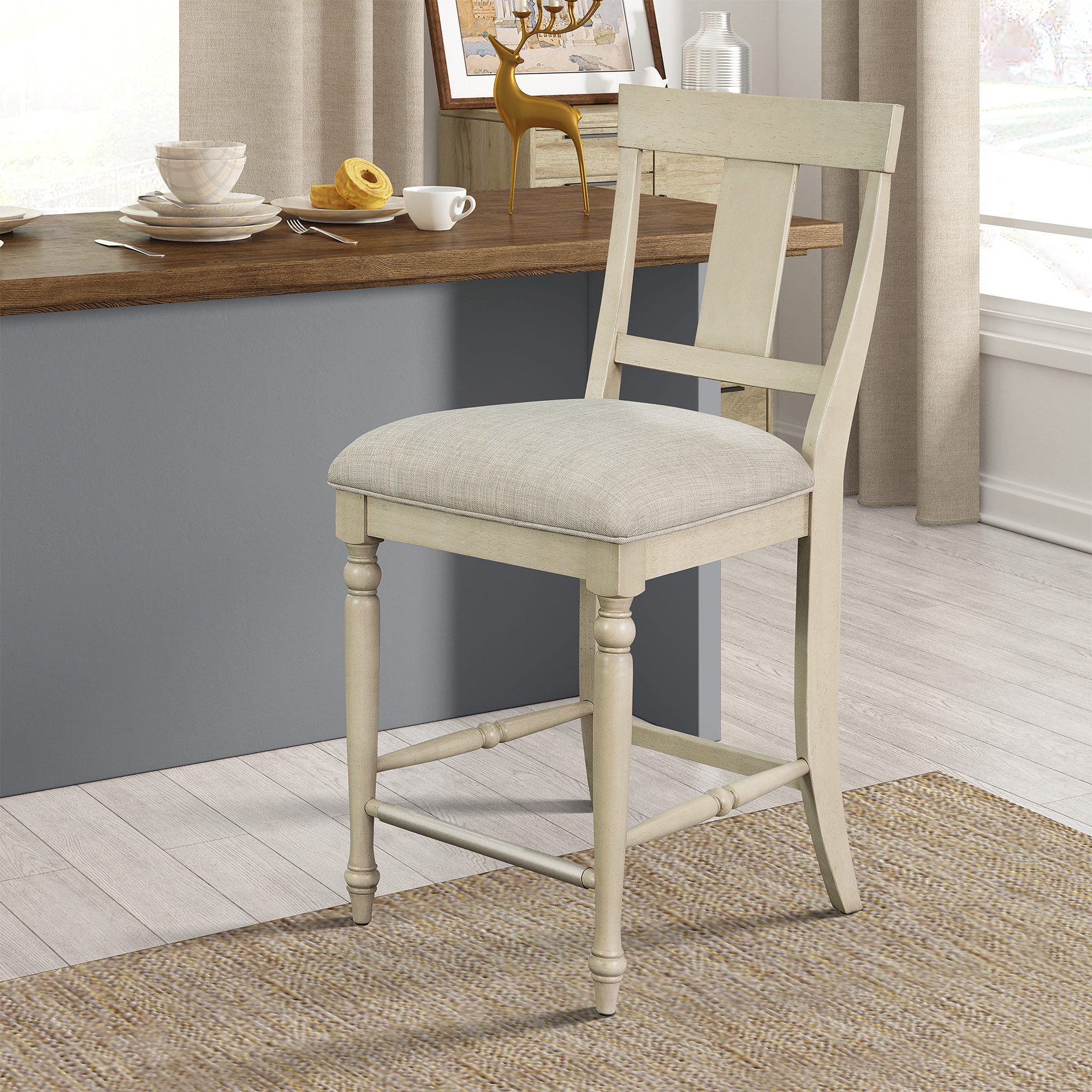 Martha Stewart Fiona 25'' Farmhouse Upholstered Counter Stool & Reviews ...