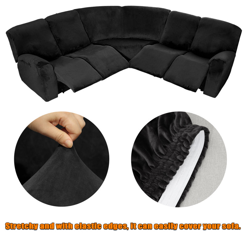 ELEOPTION Elastic Box Cushion Corner Sofa Slipcover(5-Seater) & Reviews ...