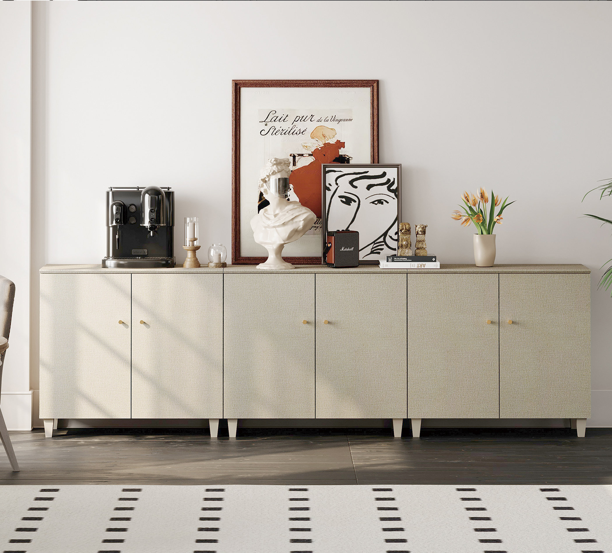 George Oliver Lysiane 6-Door Buffet Cabinet Sideboard For Kitchen ...