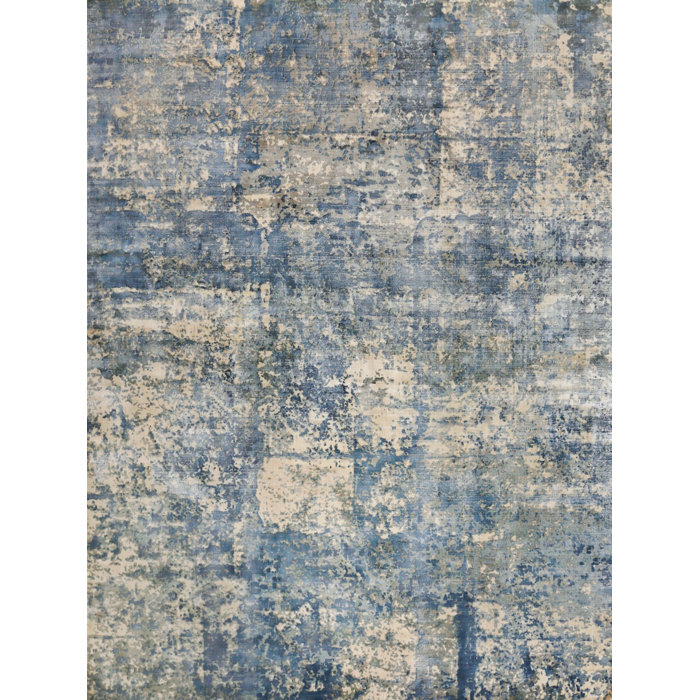 Exquisite Rugs Koda Abstract Handmade Hand-Loomed Blue/Ivory Area Rug ...