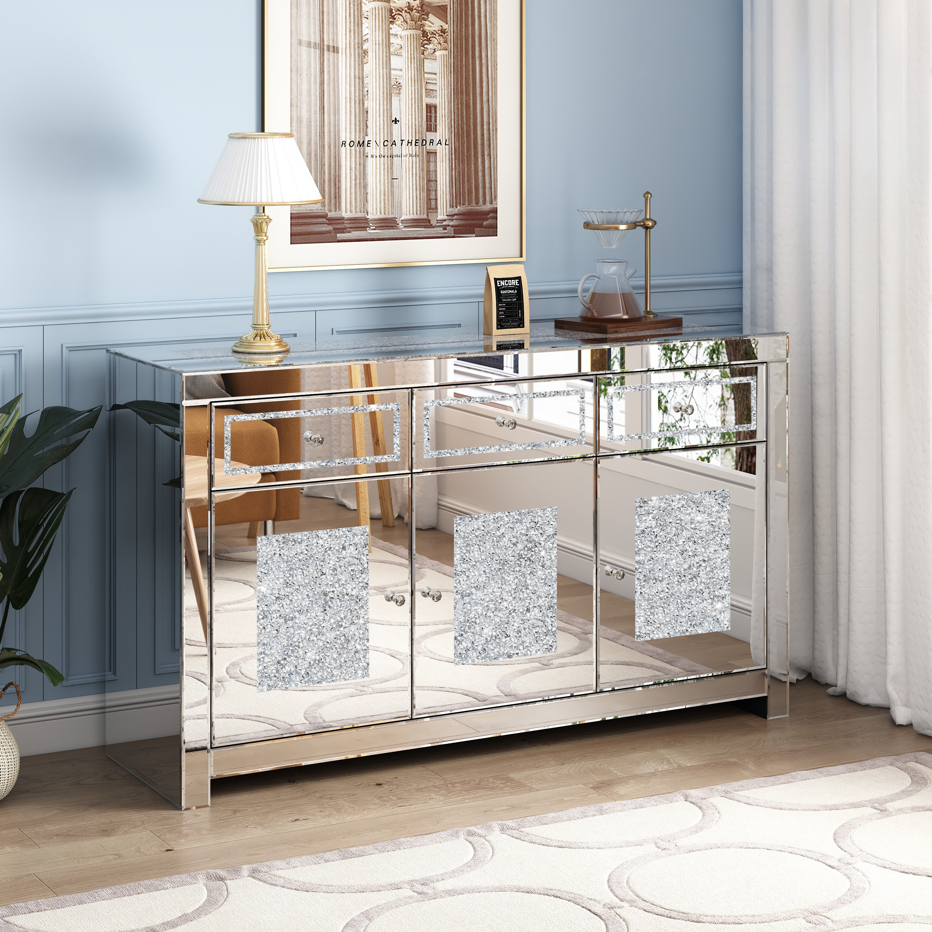 Blue Elephant Nikolla 135cm Wide 3 Drawer Sideboard | Wayfair.co.uk