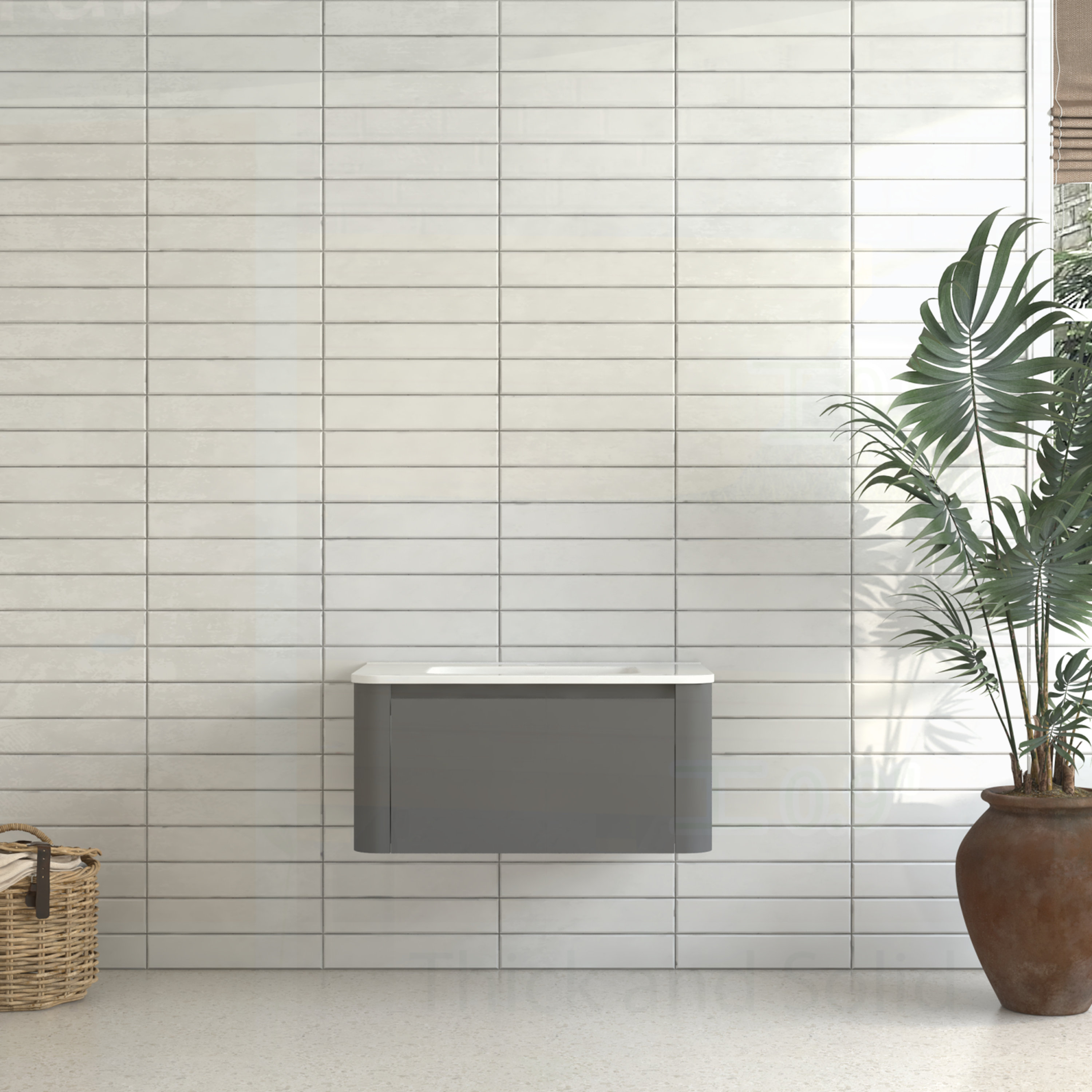 Rongeng 30" Grey Wall Mounted Bathroom Vanity with Basin Floating ...