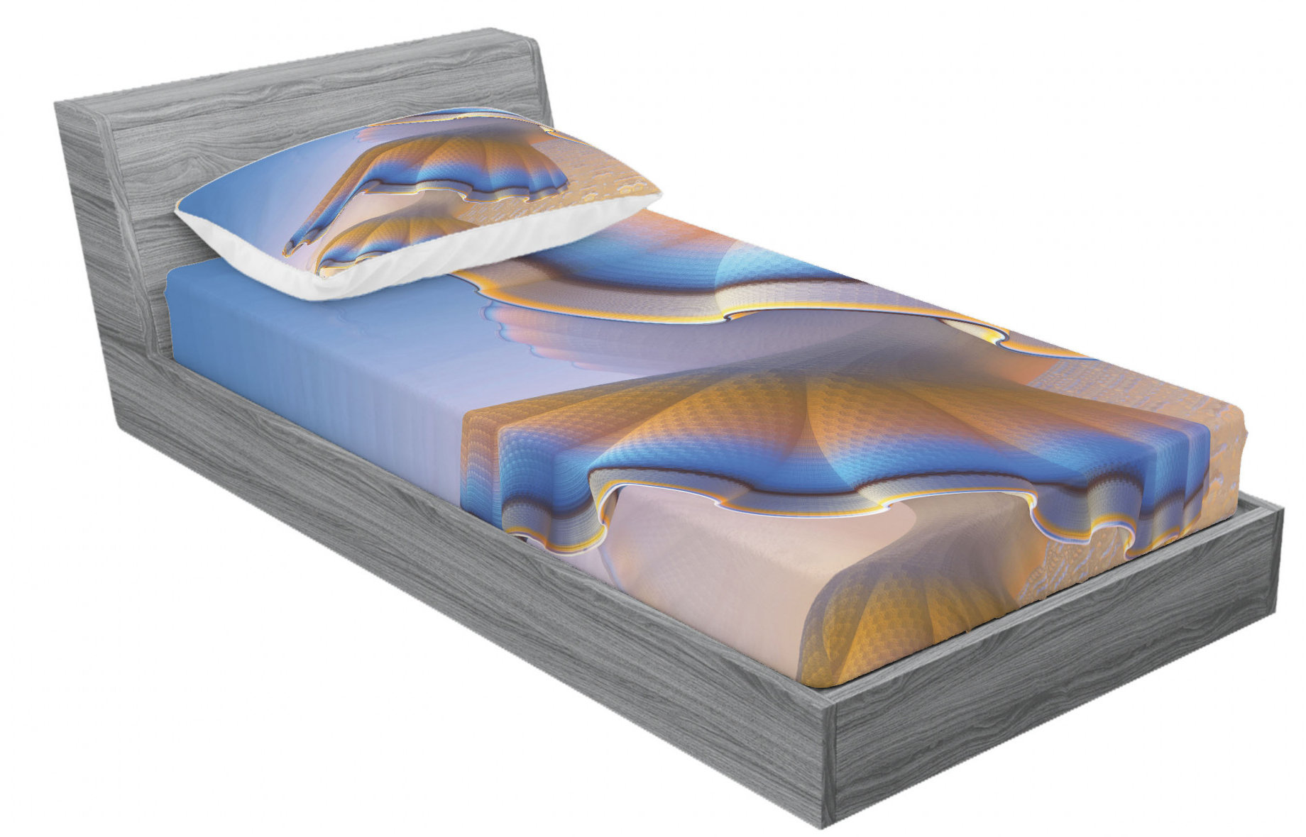 Ambesonne Trippy Gradient Shell in Digital Textured Tones Sci Fi Sheet ...