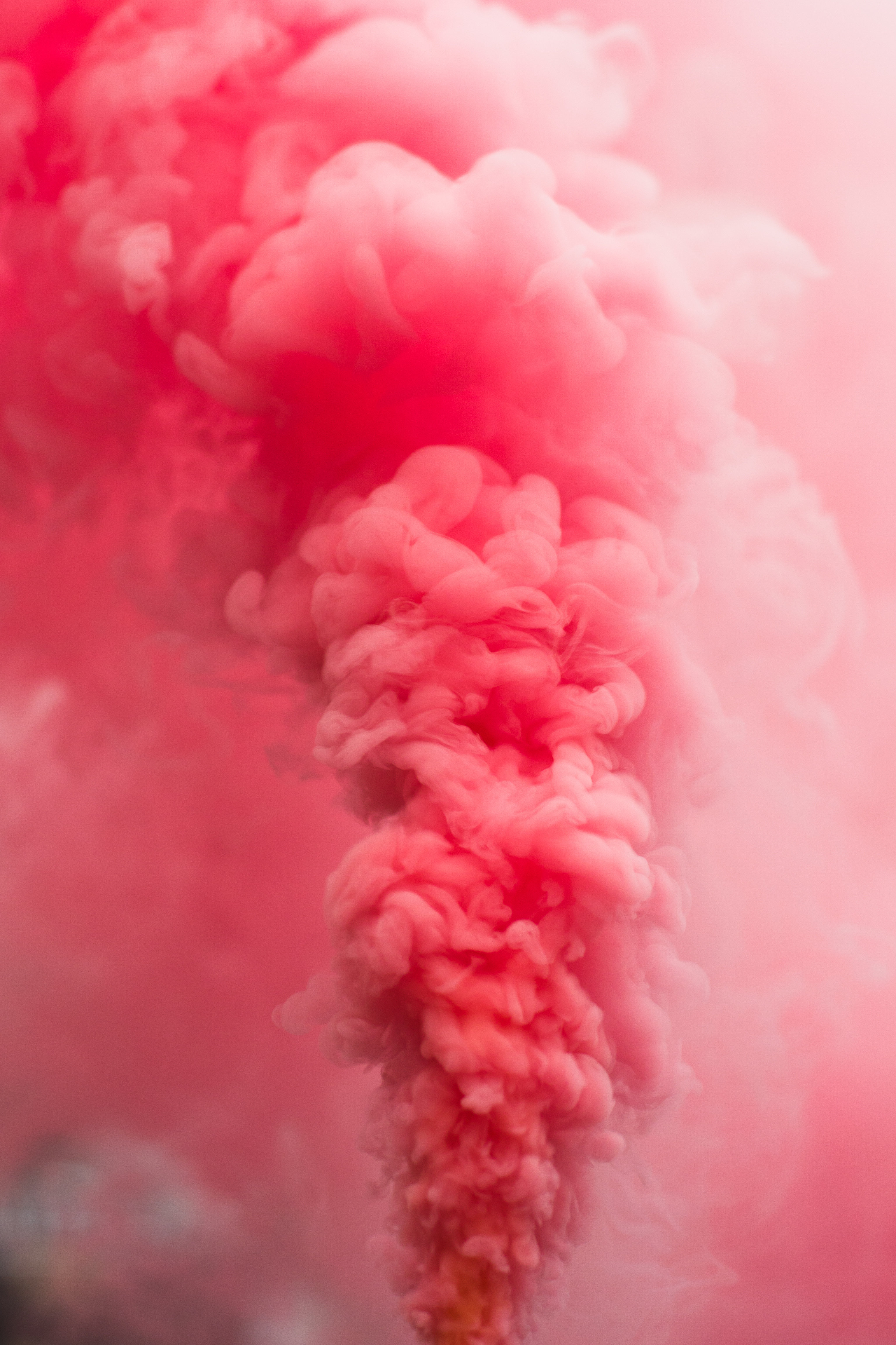 Wrought Studio™ Pink Red Smoke - Wrapped Canvas Painting | Wayfair
