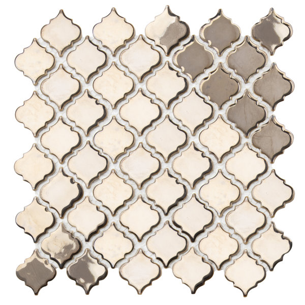 Merola Tile Hudson Tangier Gold 12-3/8" x 12-3/8" Porcelain Mosaic ...