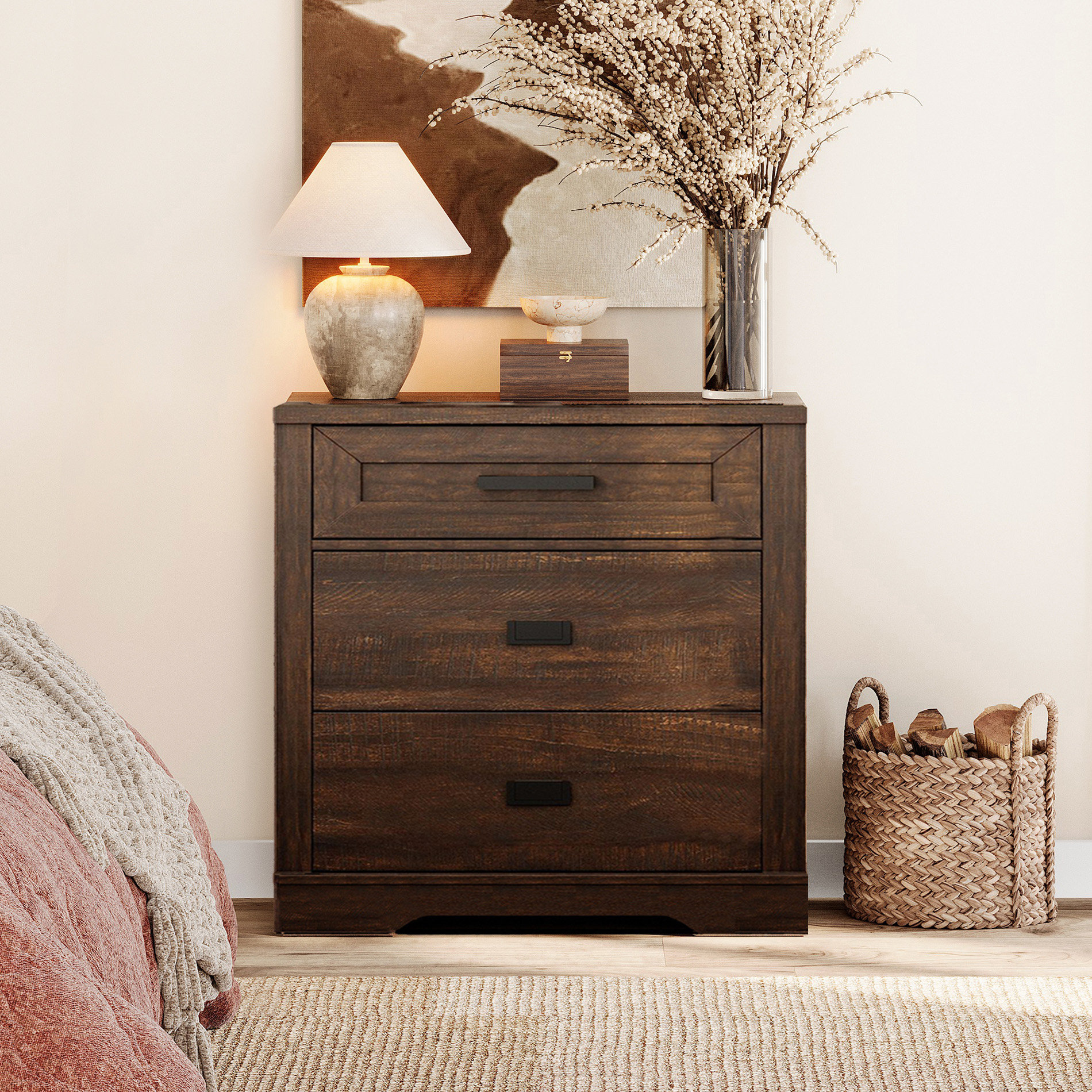 Gracie Oaks Laziza Small Dresser For Bedroom, 3 Drawer Dresser For ...