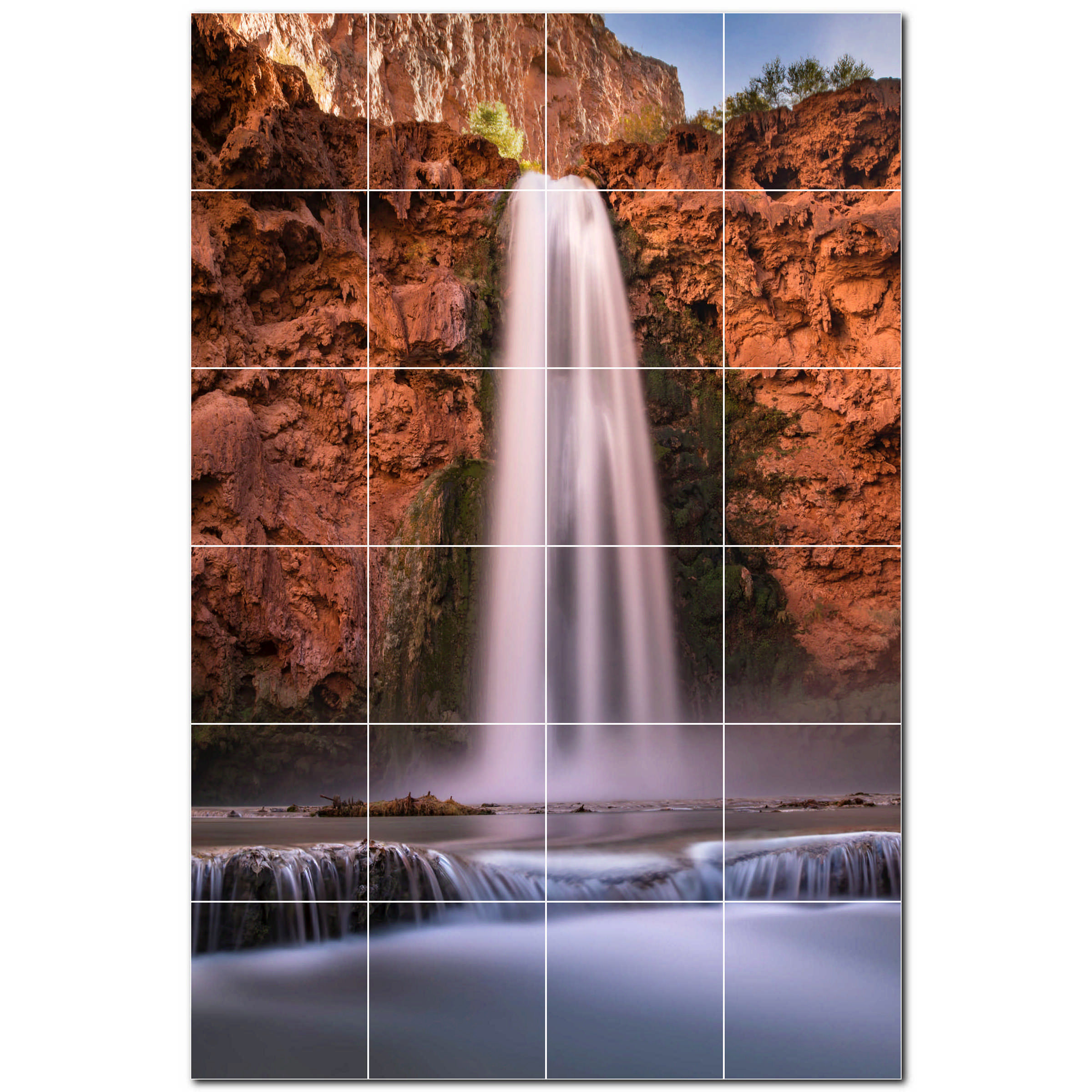 Picture-Tiles.com 17" x 25.5" Ceramic Waterfalls Photo Decorative Mural ...