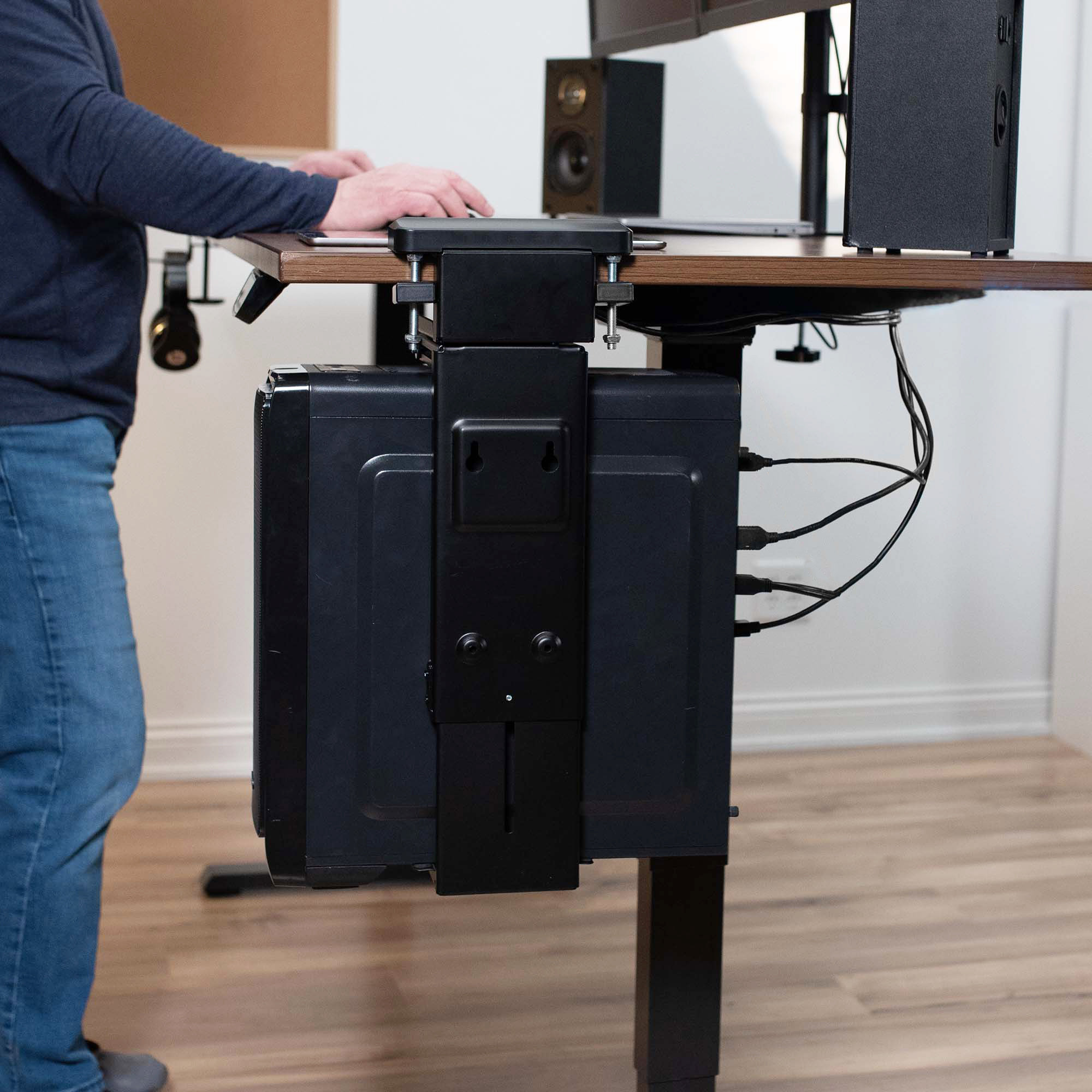 Vivo Black Clamp-on Desk and Wall PC Mount with USB | Wayfair