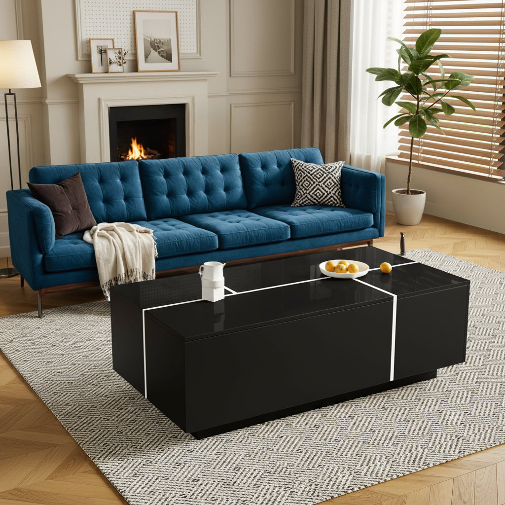 Wrought Studio™ 47.2''-72.7'' Extendable Coffee Table High Gloss Finish ...
